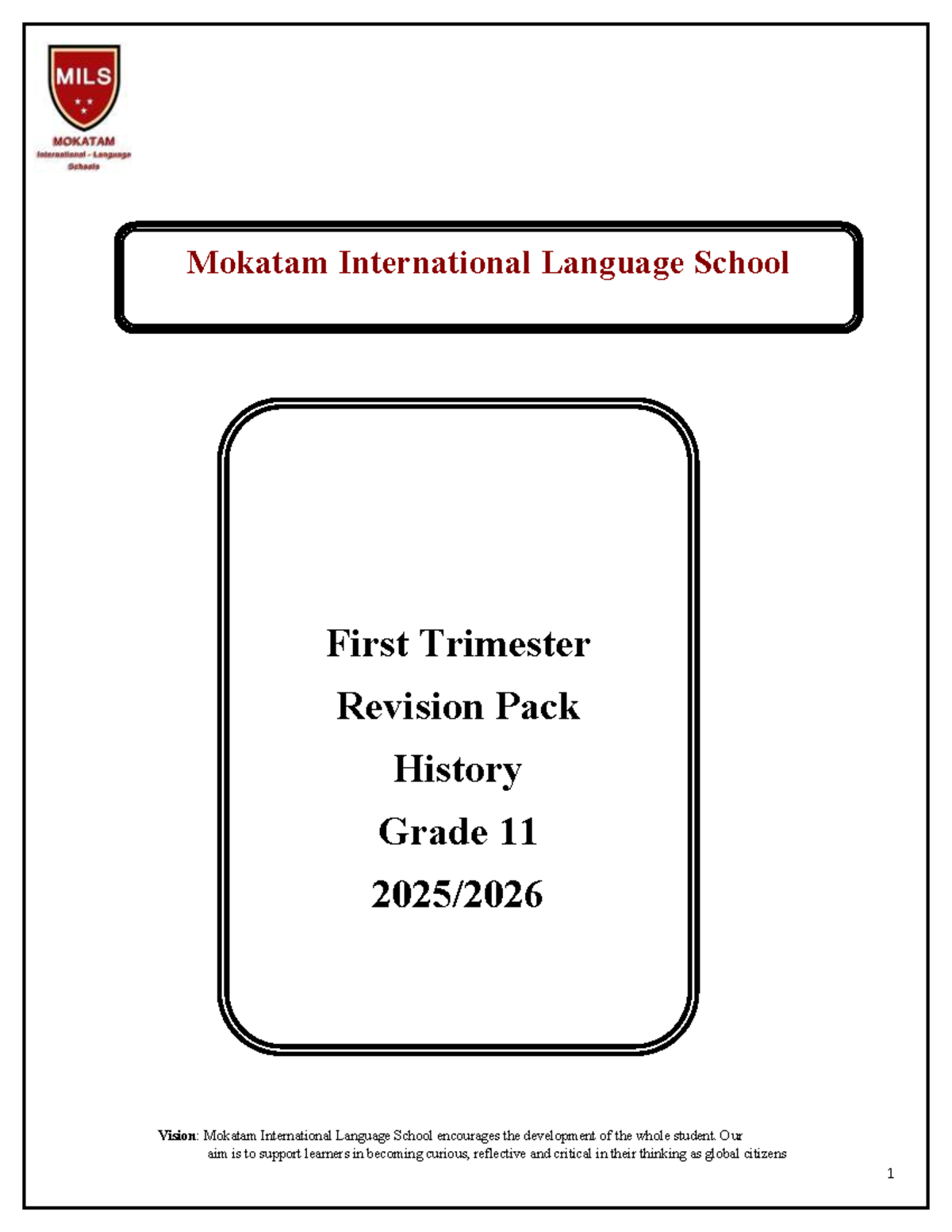 G11 History First Trimester Revision Pack - Studocu