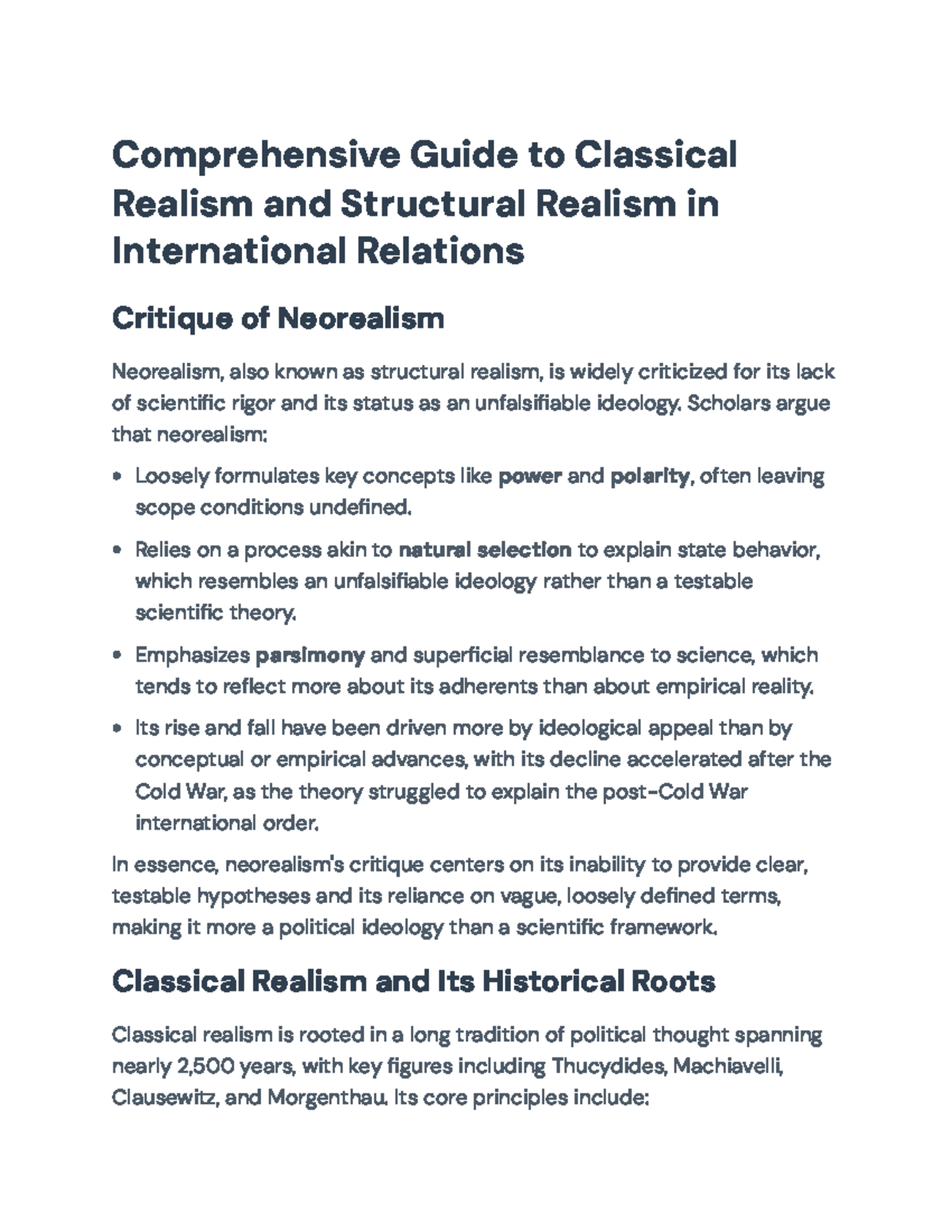 Comprehensive Guide to Classical Realism & Structural Realism in IR ...