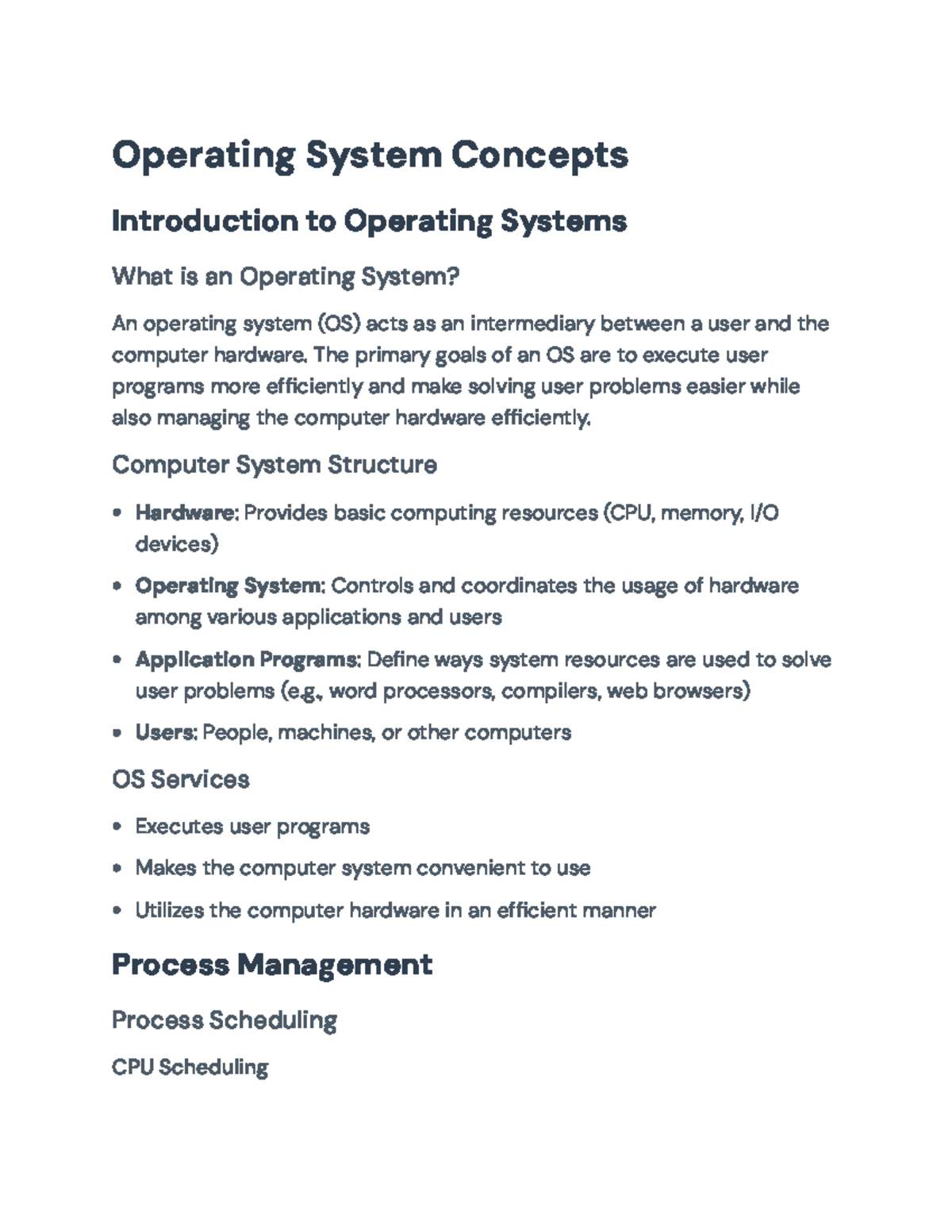 Operating System Concepts: An Overview of Key Functions and Mechanisms ...