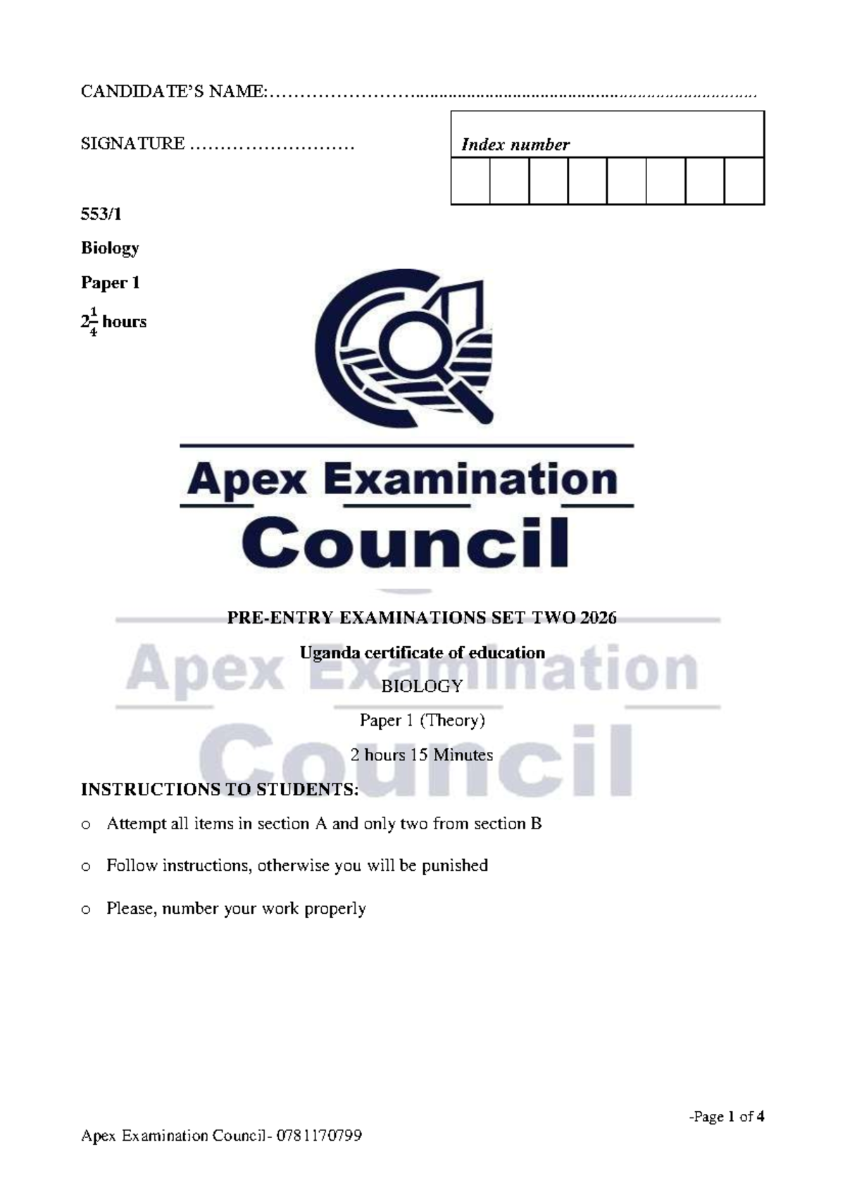 UCE Biology Paper 1 Exam 2026: Analysis of Case Studies and Responses ...