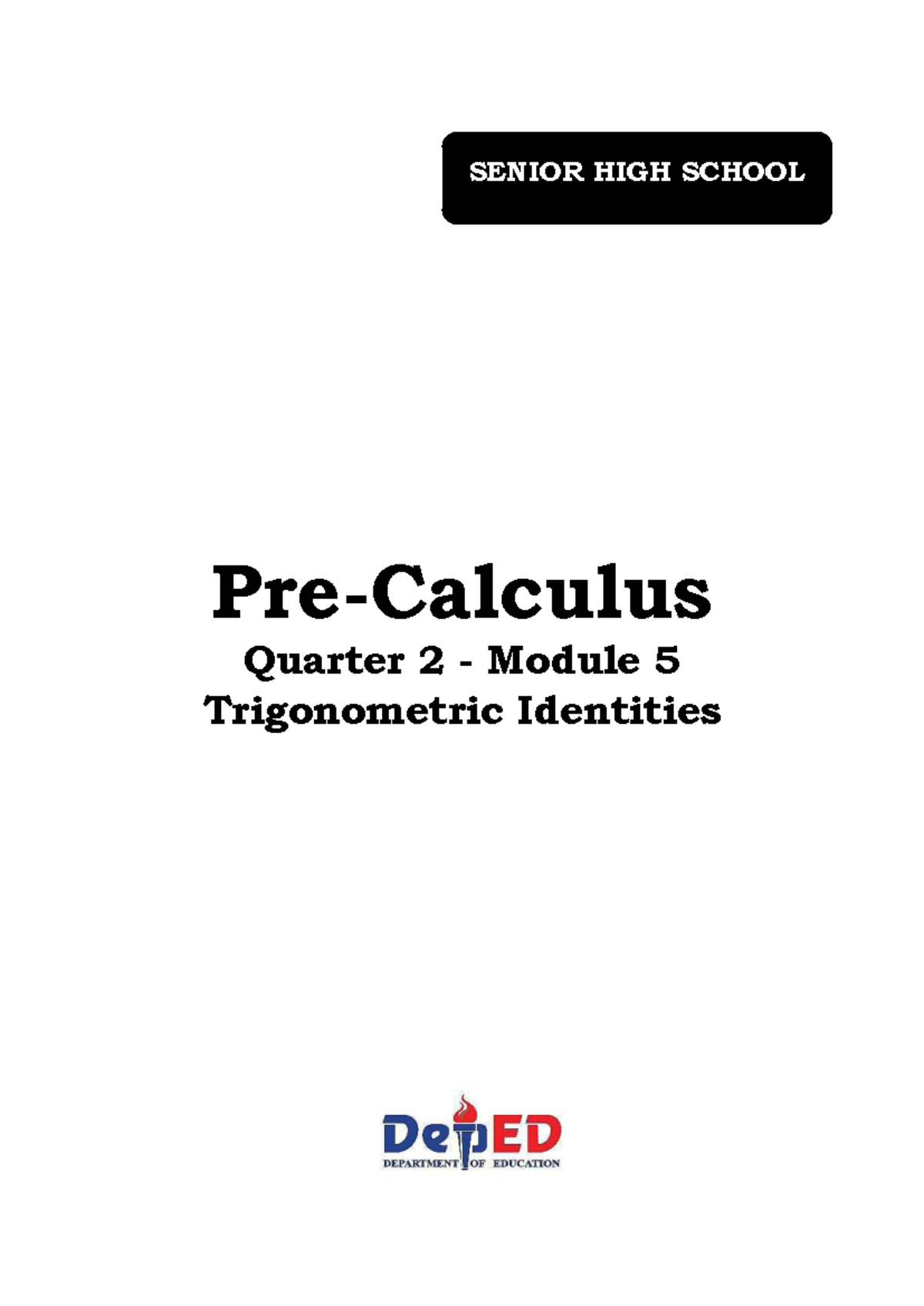 Trigonometric Identities Module Q2 - Pre-Calculus 045400 - Studocu