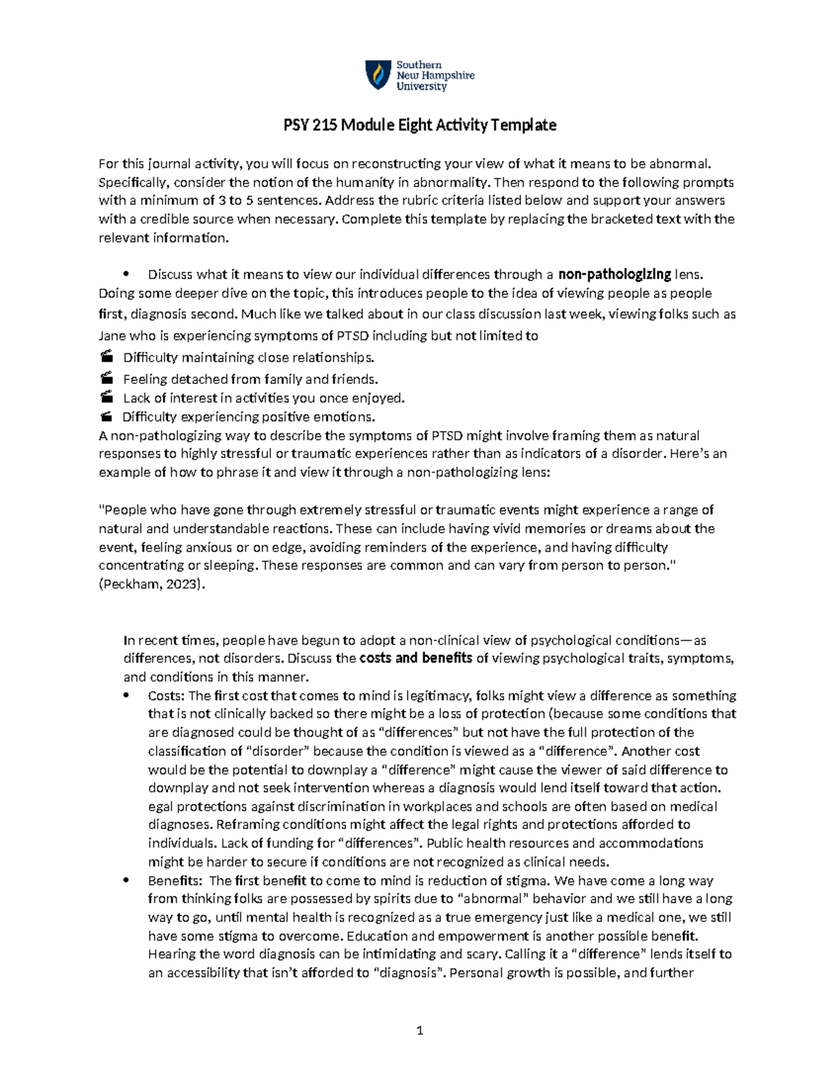PSY 215 Module Eight Jenn Haston - PSY 215 Module Eight Activity ...