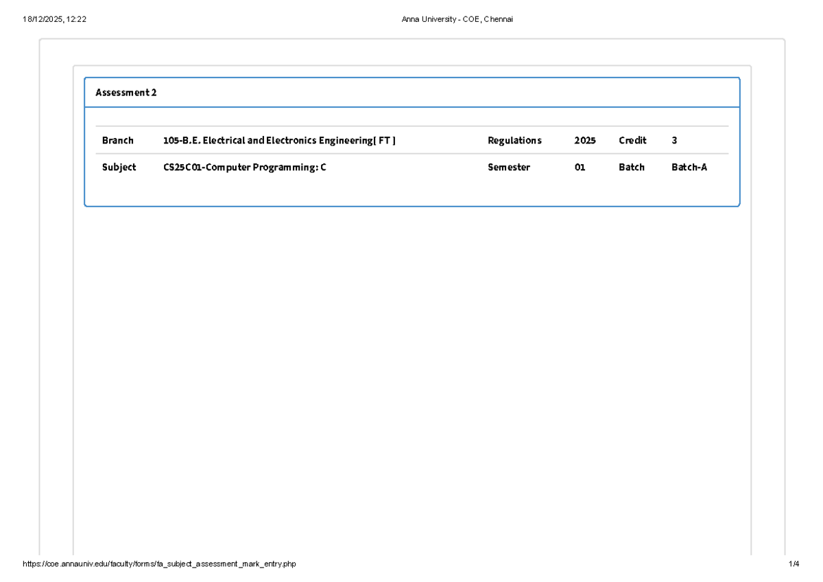 105 A2 EEE CP - Attendance & Marks Entry for Semester 01 - Studocu