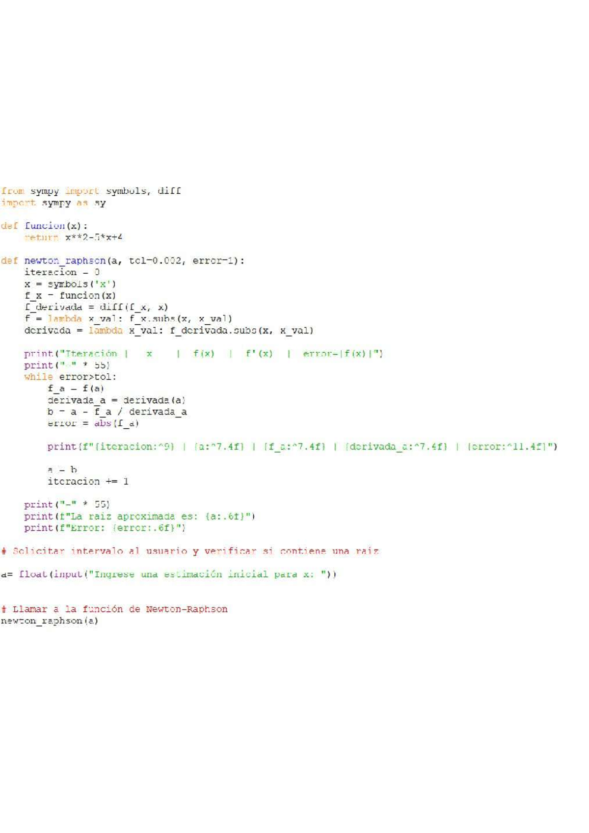 Ejercicio 4a y 4b: Método de Newton-Raphson en Python - Studocu
