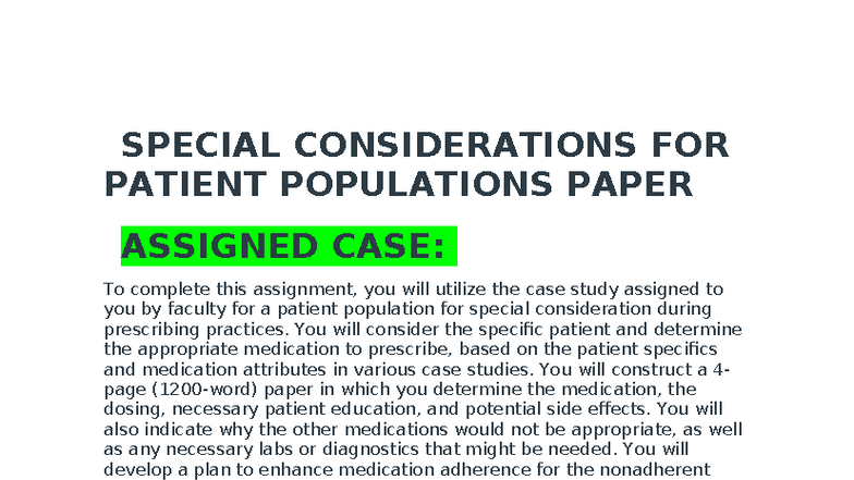 NURS_6630_Special Considerations for Patient Populations Case Study ...