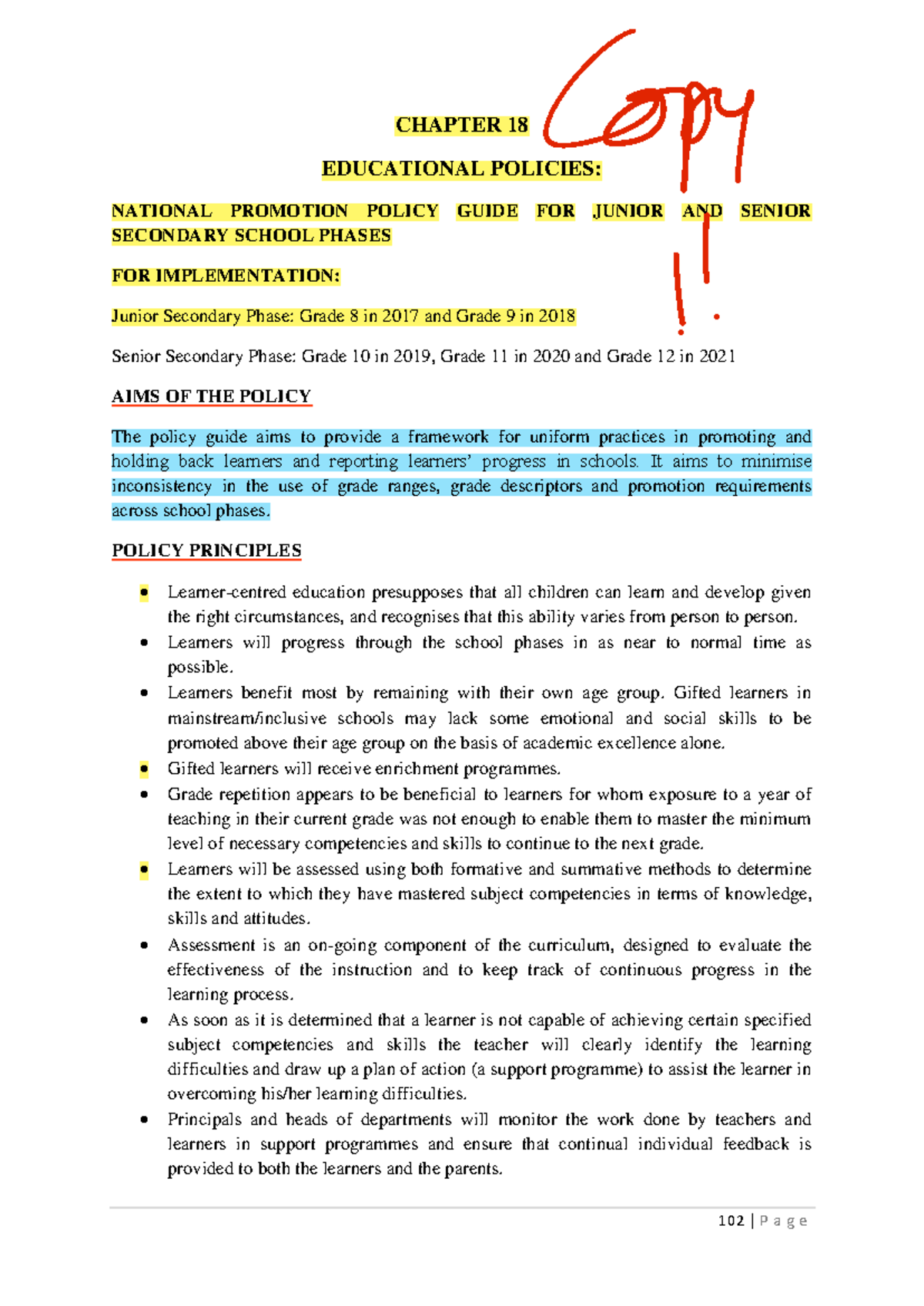 National Promotion Policy Guide for Junior & Senior Secondary Education ...
