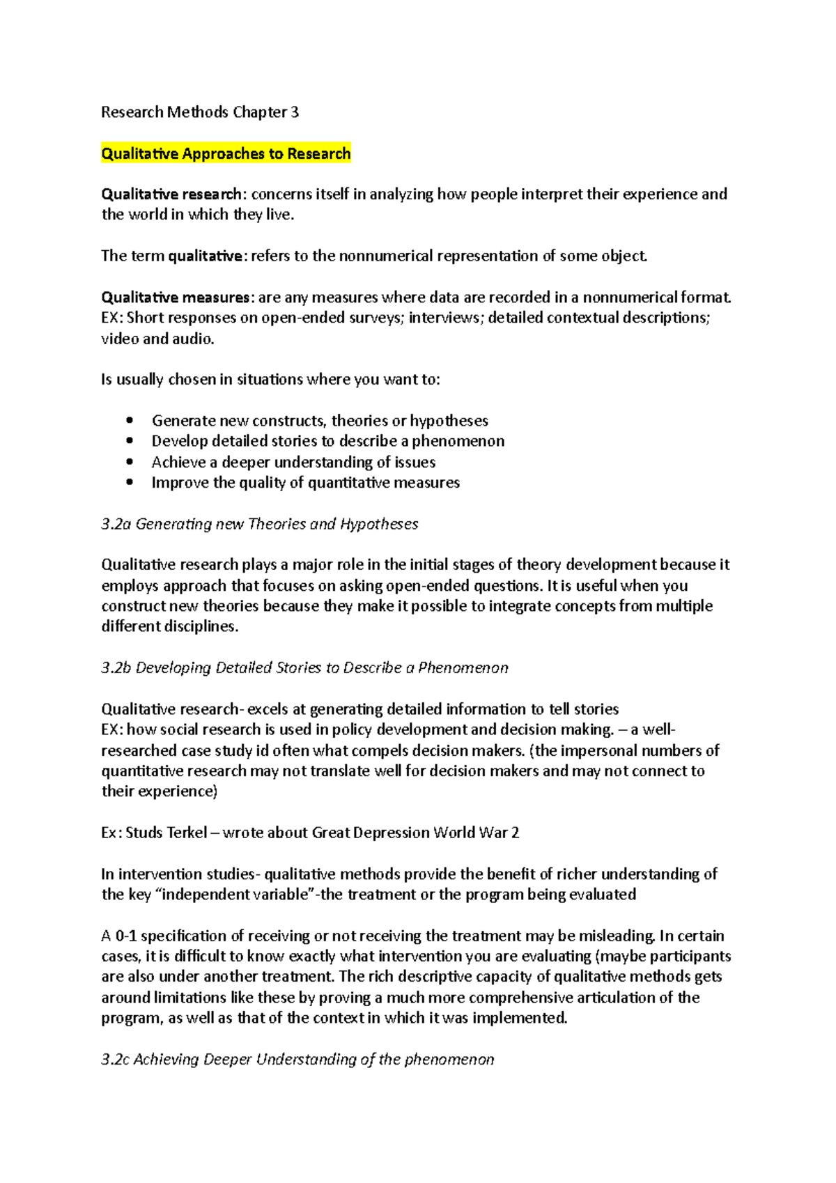 Business Research Methods - Chapter 3 Summary: Qualitative Approaches ...