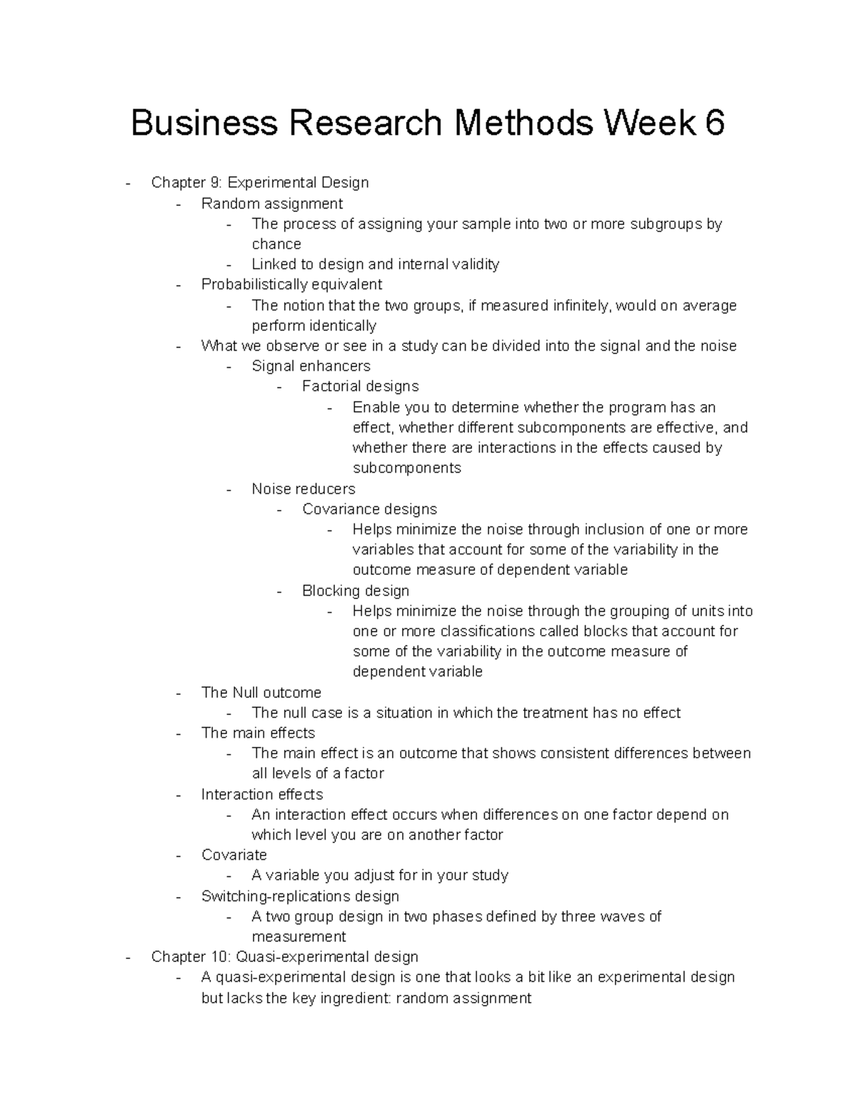 BRM 6: Experimental Design & Random Assignment Insights - Studeersnel