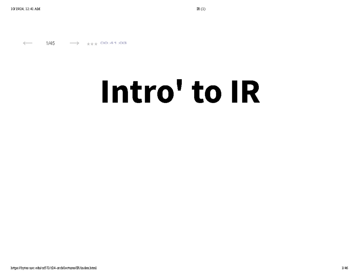 IR 101 - Introduction to Information Retrieval (IR) Notes - Studocu
