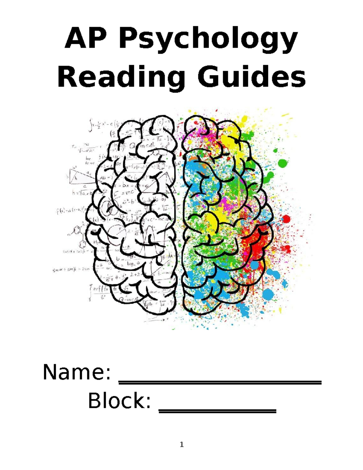 Reading guides - AP Psychology Reading Guides Name ...