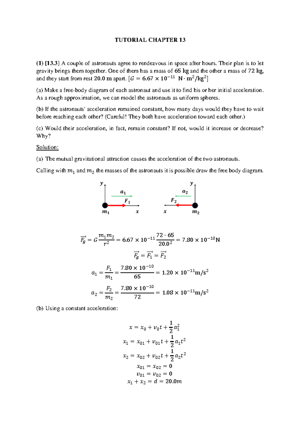 Physics Tutorial Sol - Chapter 13: Gravitation and Orbits - Studocu