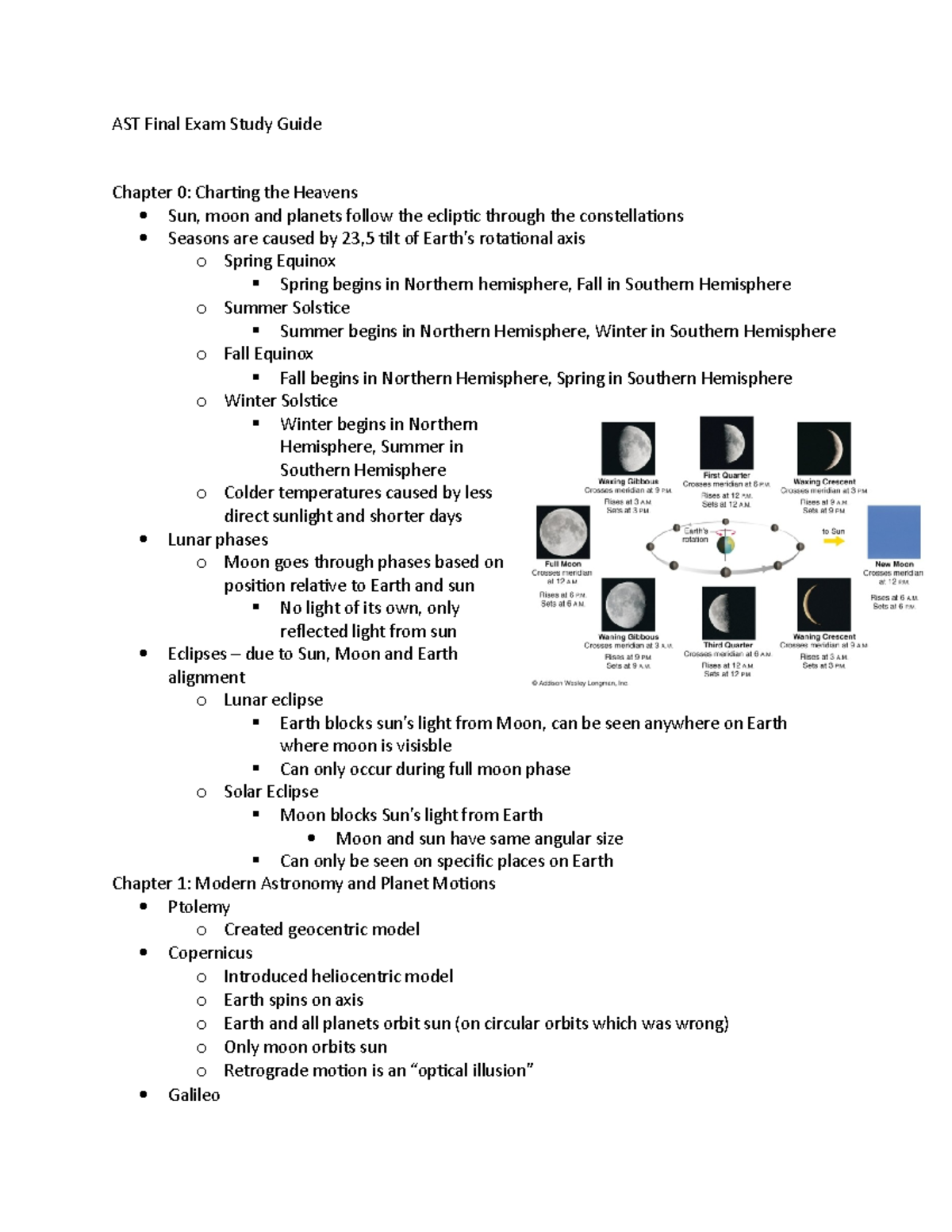 AST 101 Final Exam Study Notes: Key Concepts in Astronomy - Studocu