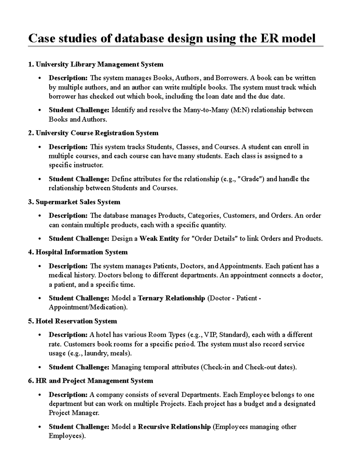 Fall2025 Case Studies: ER Model Database Design Challenges - Studocu