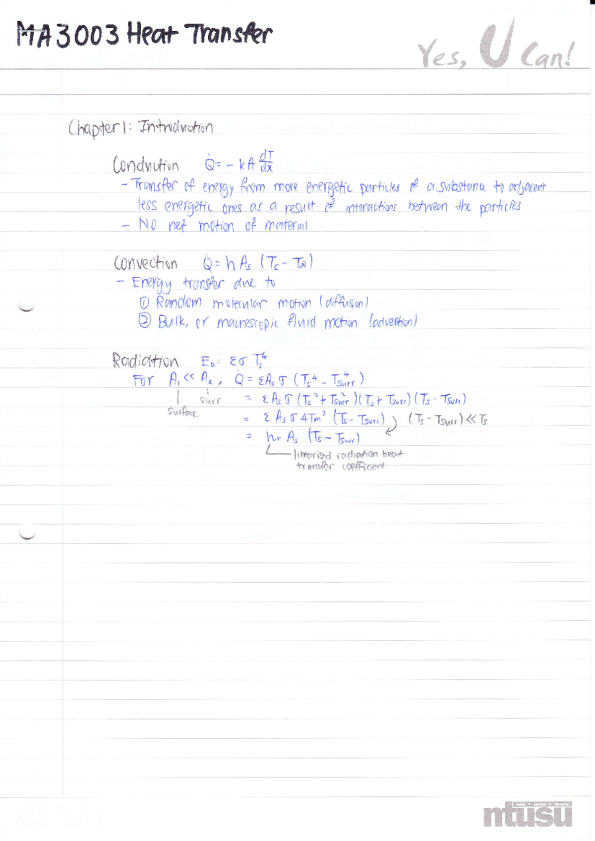 MA3003 Concise Notes - Summary Heat Transfer - heSoo ll?arTtansrtr ...