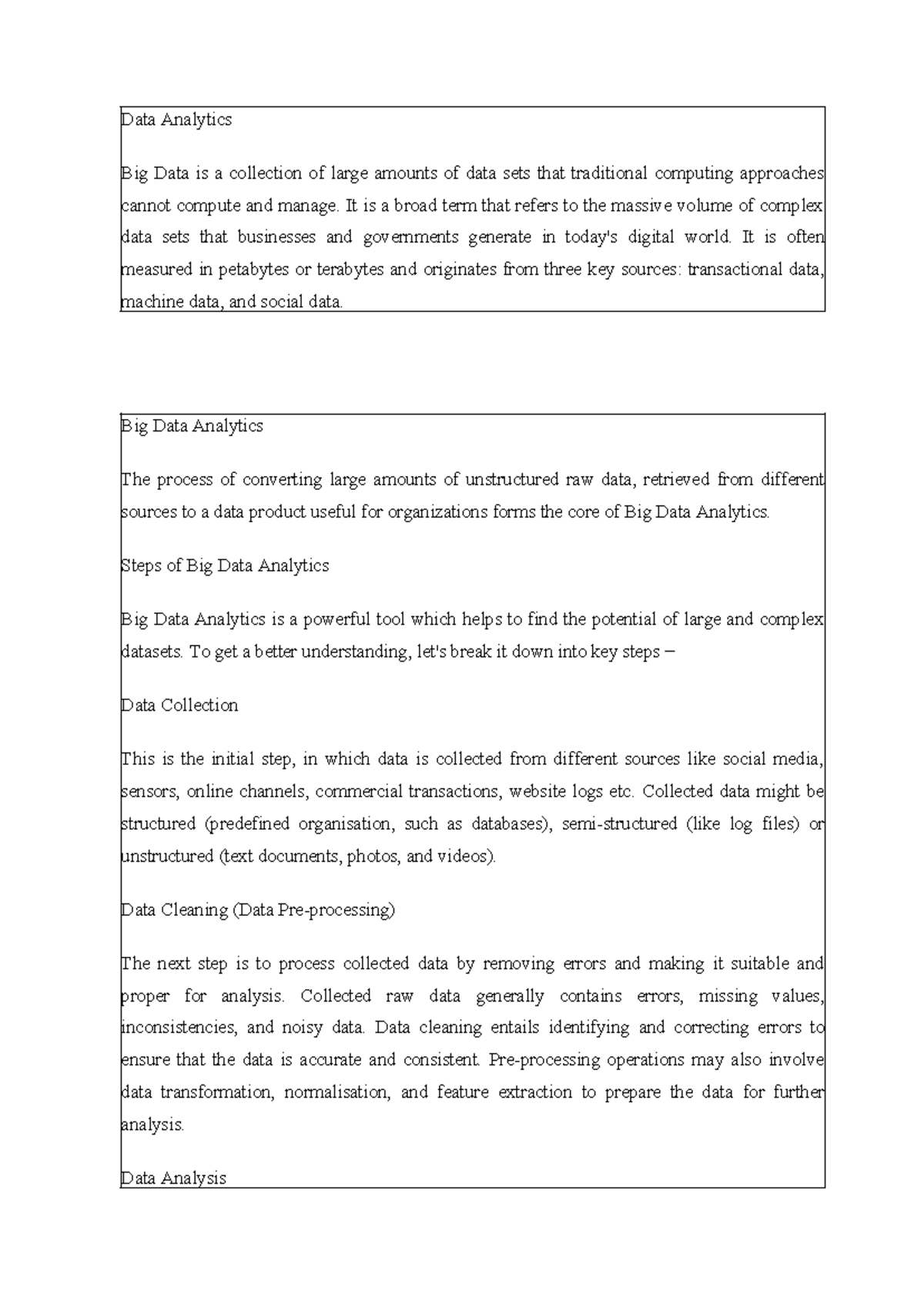 Data Analytics: Understanding Big Data Concepts and Techniques - Studocu