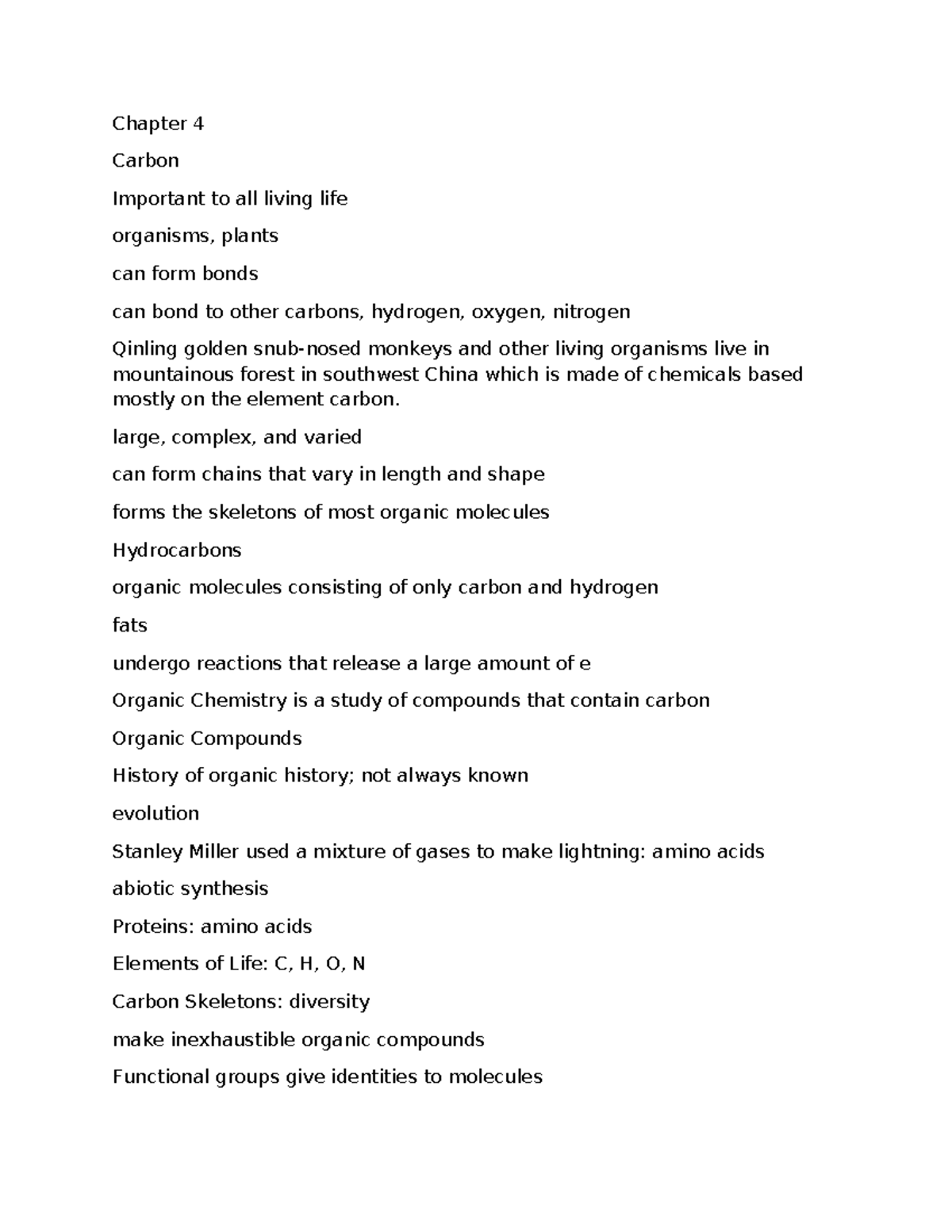 Chapter 4 & 5 Bio 114 - Key Concepts in Organic Chemistry and ...