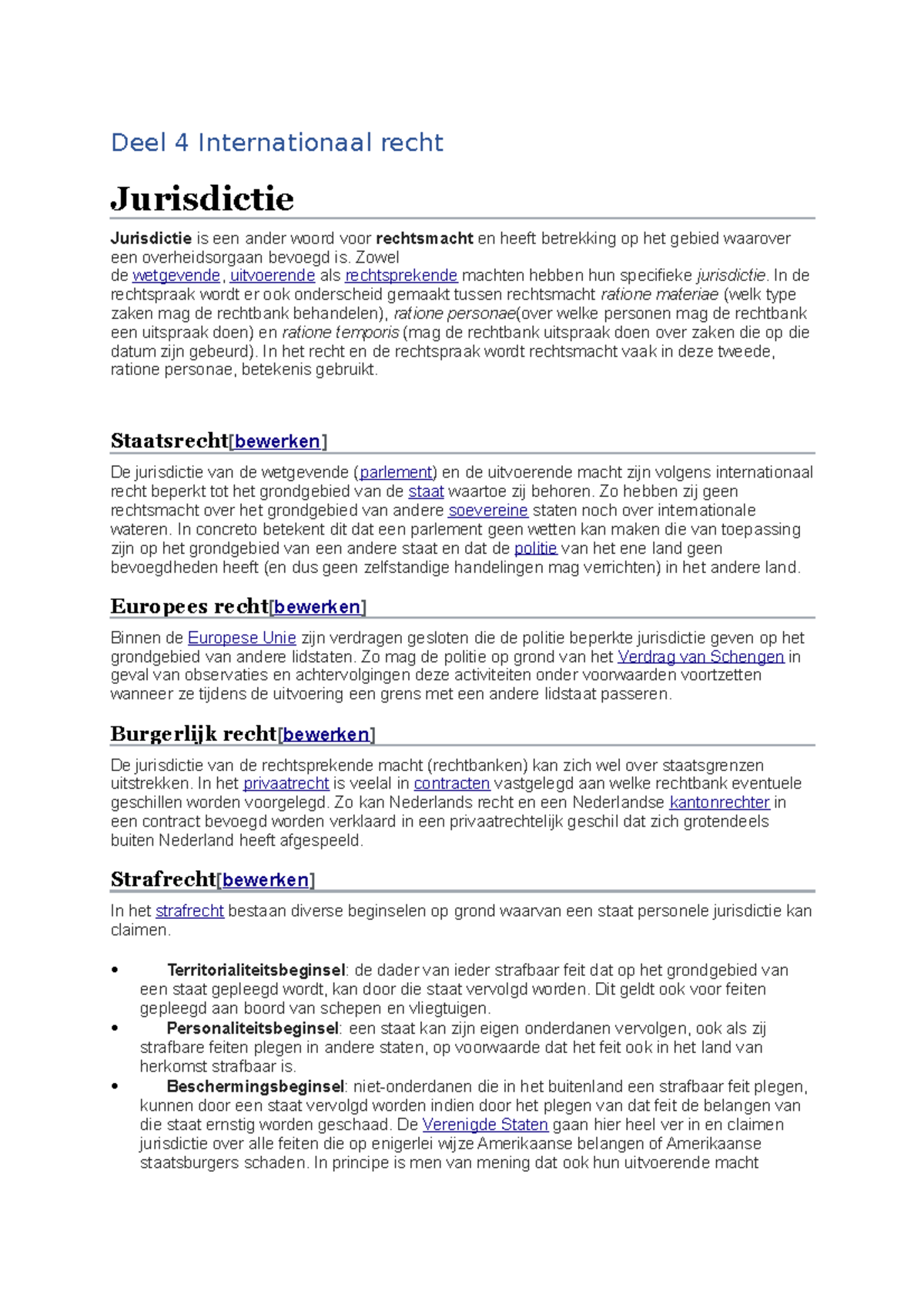 Internationaal Recht Deel 4: Jurisdictie en Basislijnen - Studeersnel
