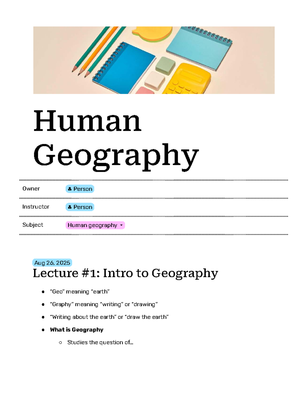 Human Geography (GEOG 101) Lecture Notes: Key Concepts & Themes - Studocu