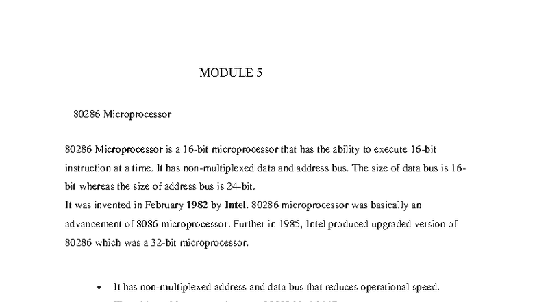 Micro MOD 5 - 80286 & 80386 Microprocessor Overview - Studocu