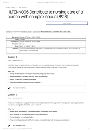 [Solved] Outline two 2 specific nursing actions to ensure that the ...