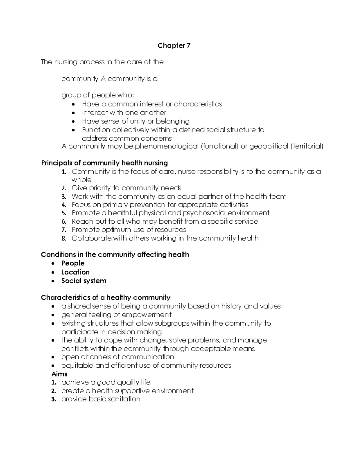 Nursing Process in Community Care: Principles and Interventions - Studocu