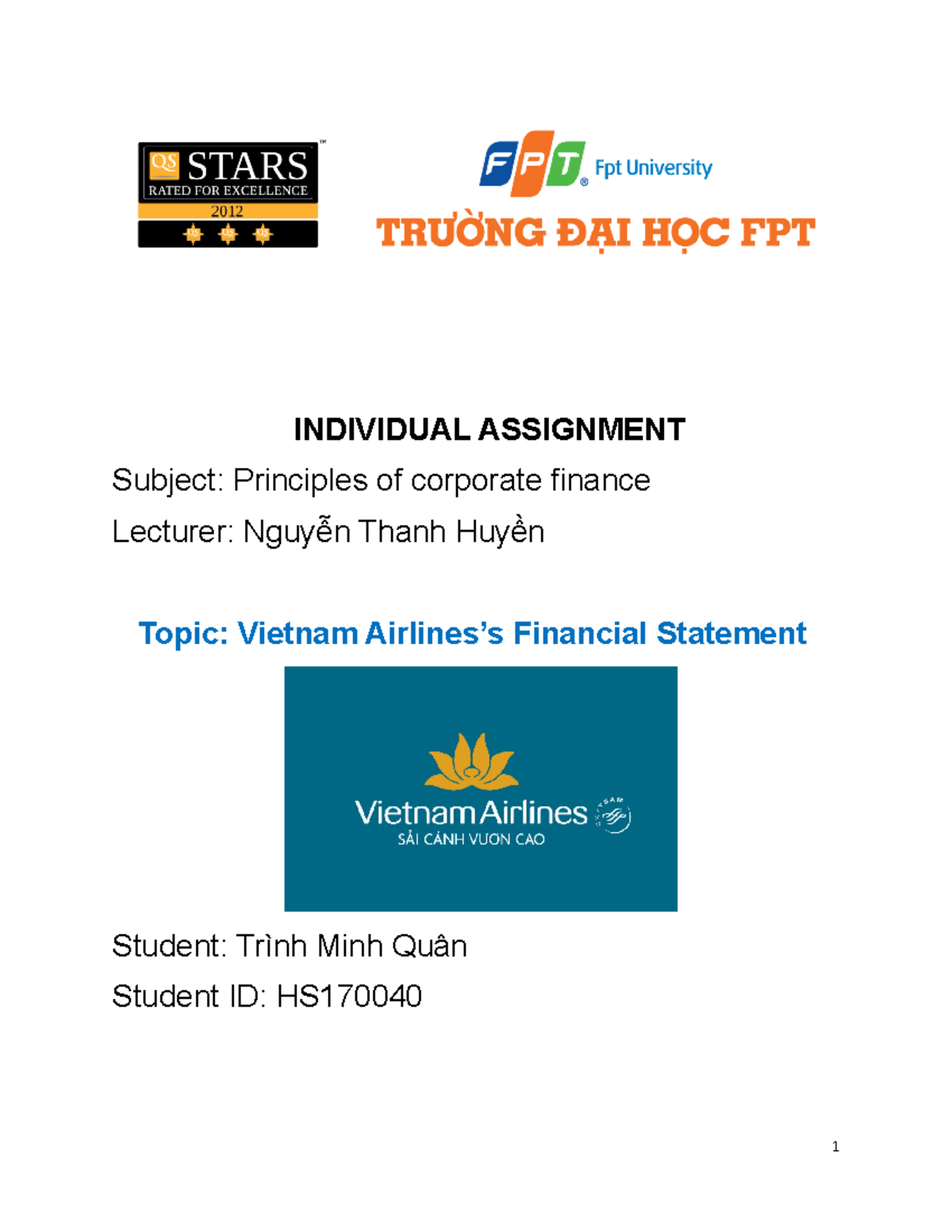 Vietnam Airlines Financial Analysis & Recommendations - FIN202 ...