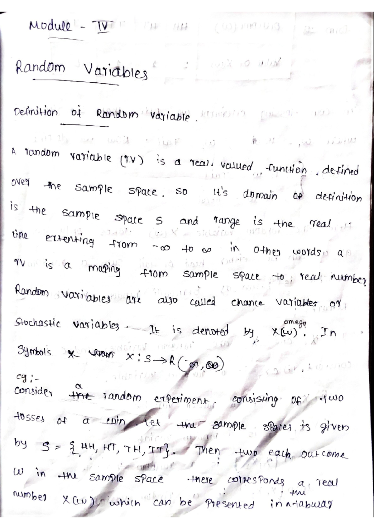 Module IV: Random Variables and Probability Distributions - Studocu