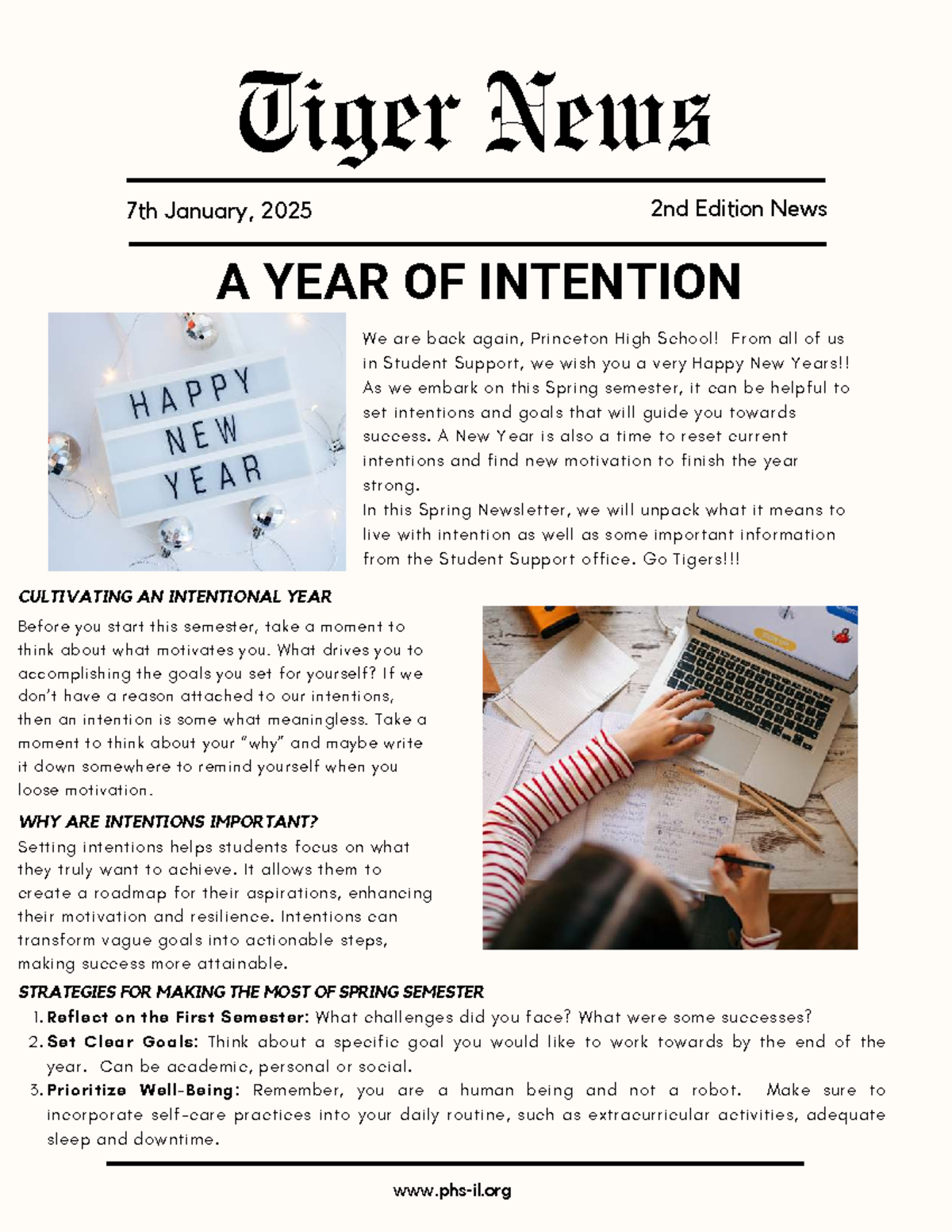 Tiger News: Spring Semester 2025 - Intentions & Goals Guide - Studocu