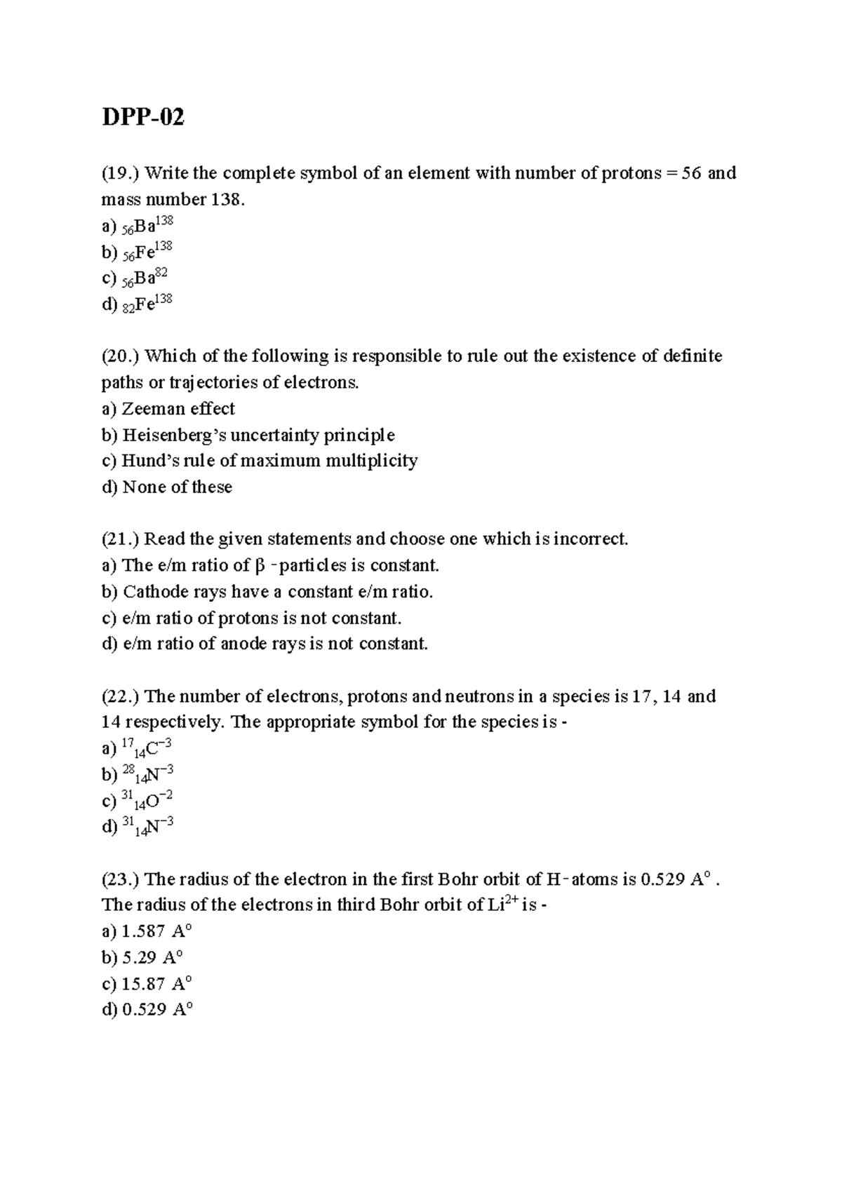 11 CH-2 DPP-2 - Chemistry Practice Questions and Answers - Studocu