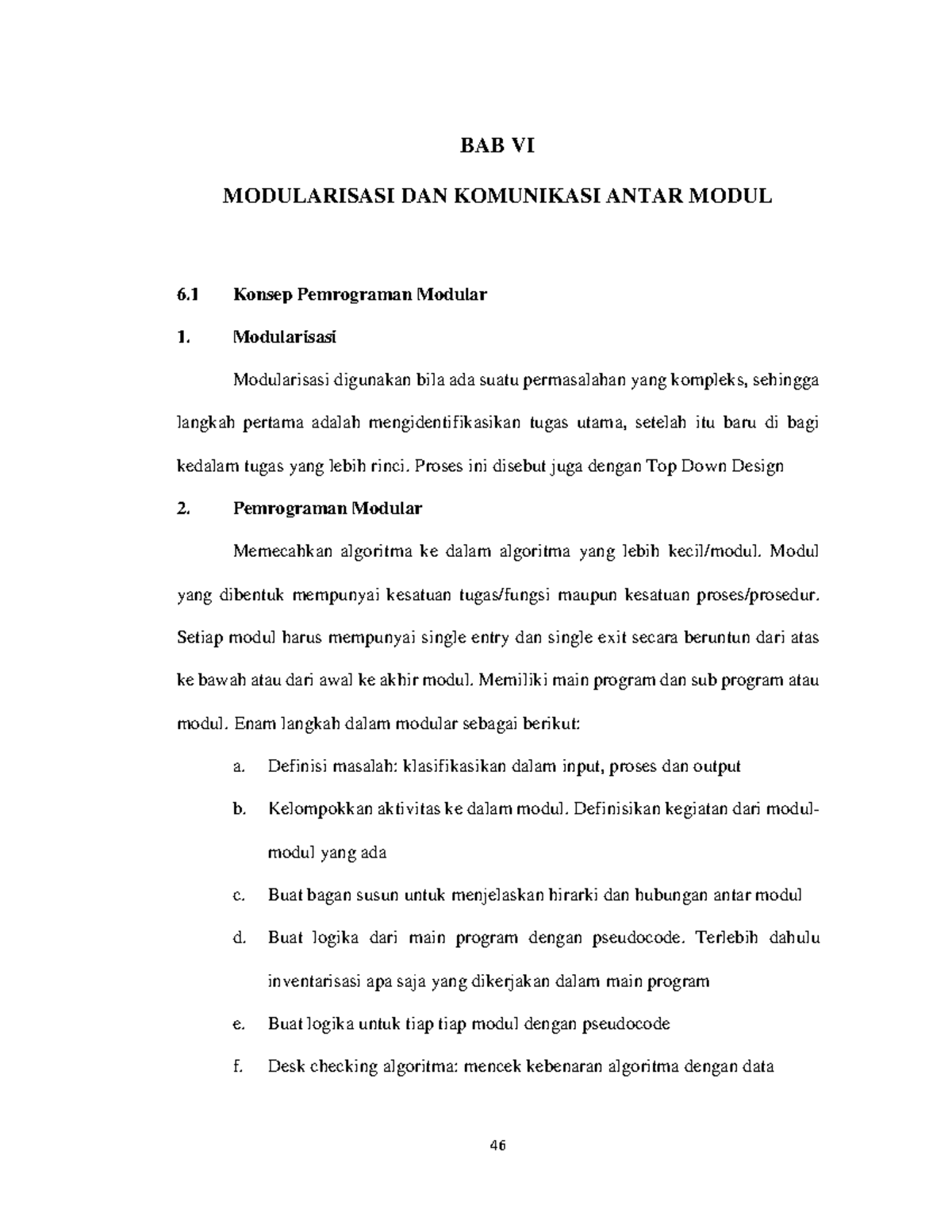 Modul Metode Perancangan Program: Bab 6 - Modularisasi & Komunikasi - Studocu