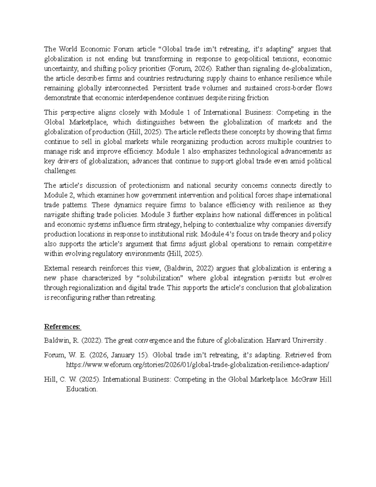 International Business Discussion 1: Globalization's Transformation (IB ...