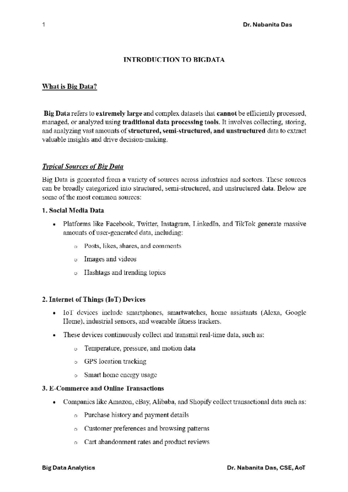 CSE 101: Introduction to Big Data - Key Concepts and Sources - Studocu