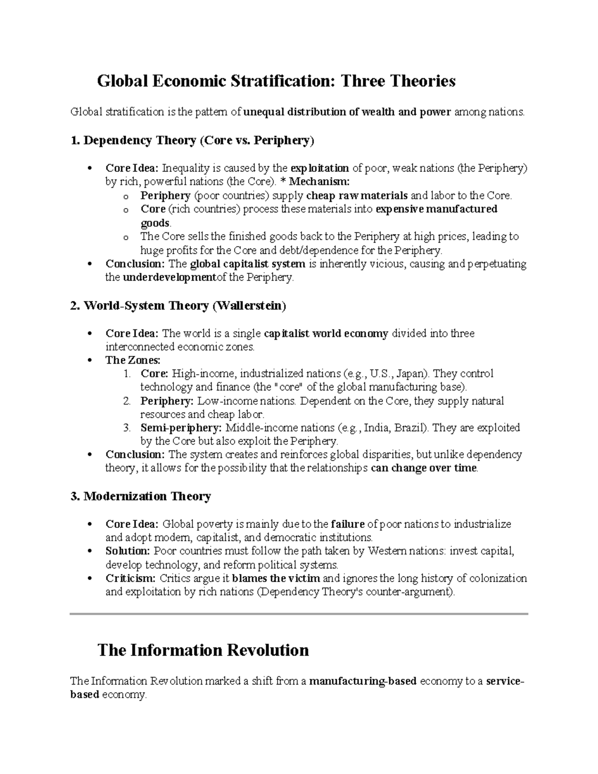 Contemporary World Reviewer: Global Economic Stratification Theories ...