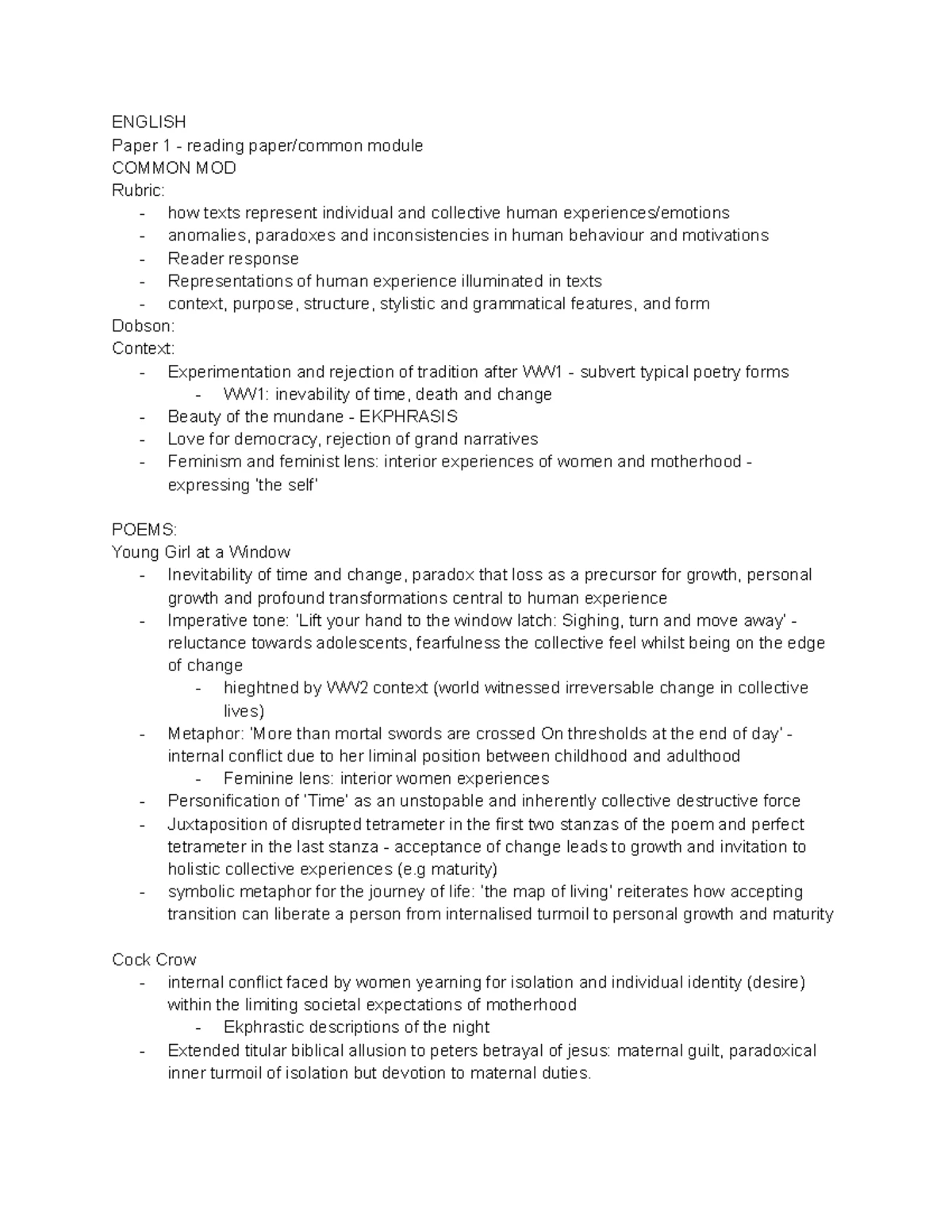 Common Module Essay: Kenneth Slessor's Exploration of Human Experience ...