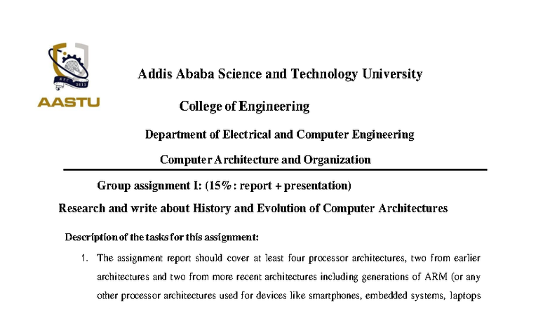 Group Assignment I: History & Evolution of Computer Architectures - Studocu