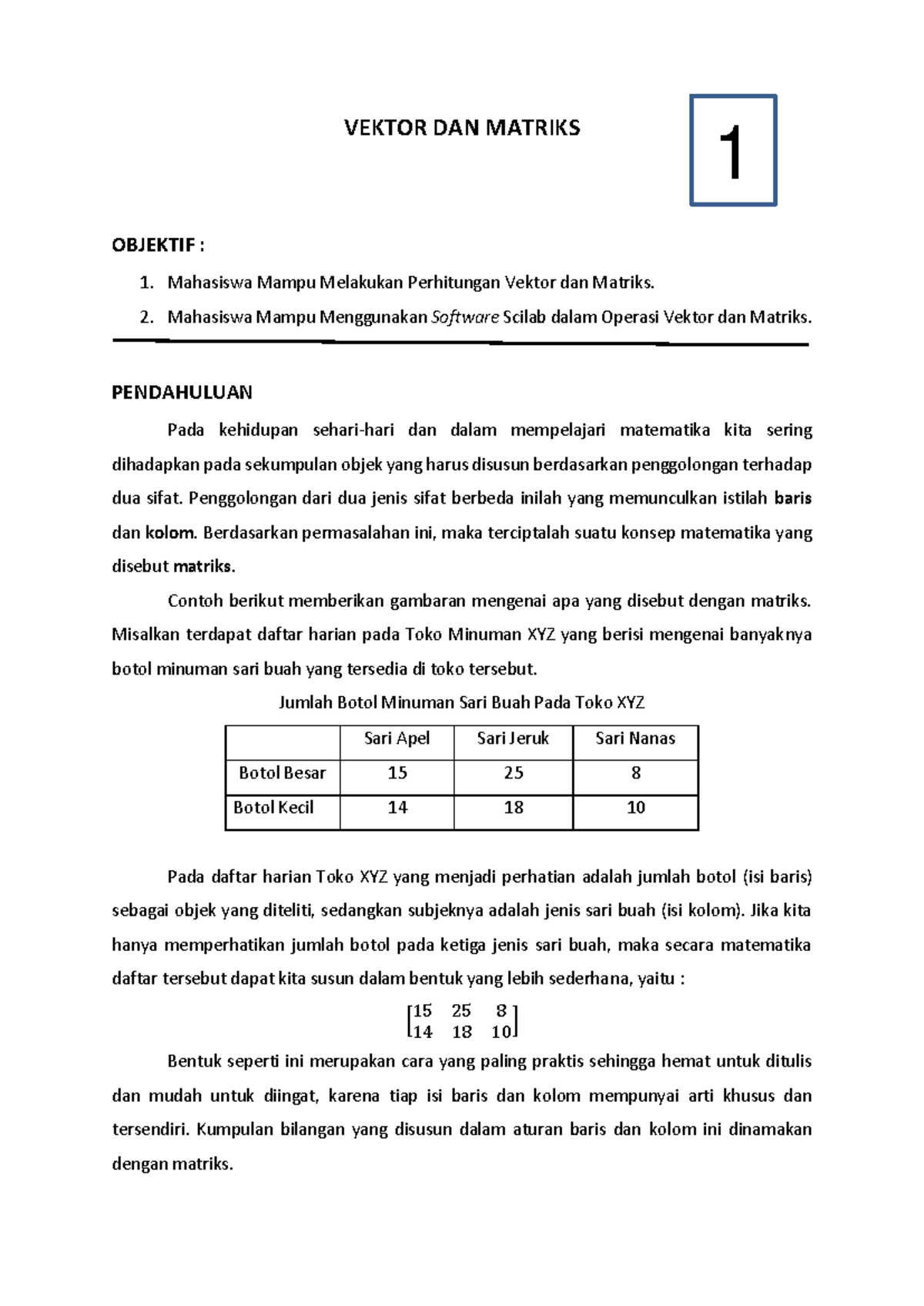 BAB 1 - Vektor dan Matriks dalam Matematika Lanjut 1 - Studocu