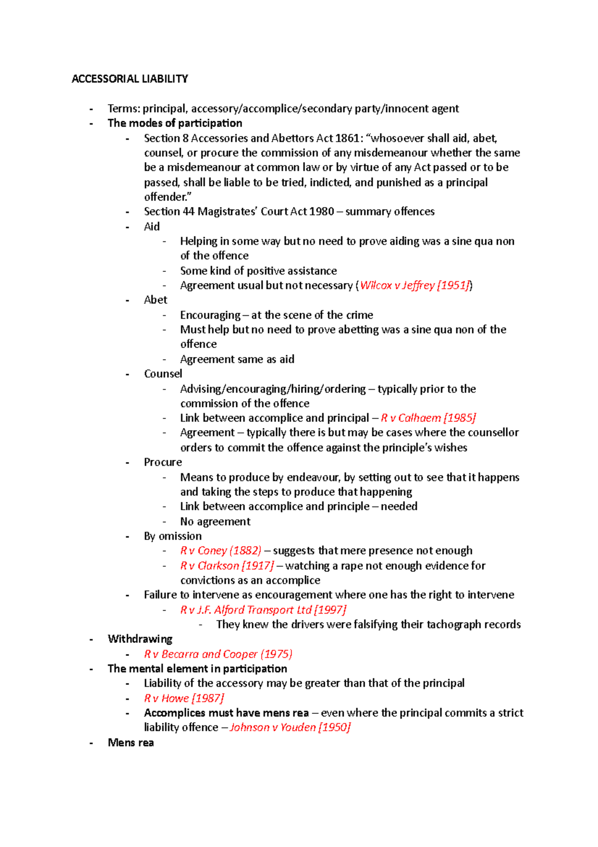 Accessorial Liability - ACCESSORIAL LIABILITY - Terms: principal ...