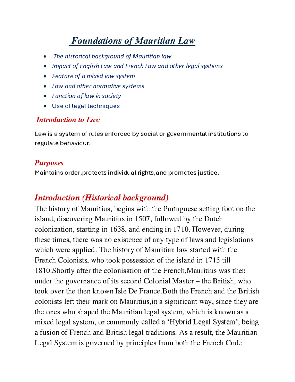 Mauritian Legal System Insights: The Hybrid Influence of English ...