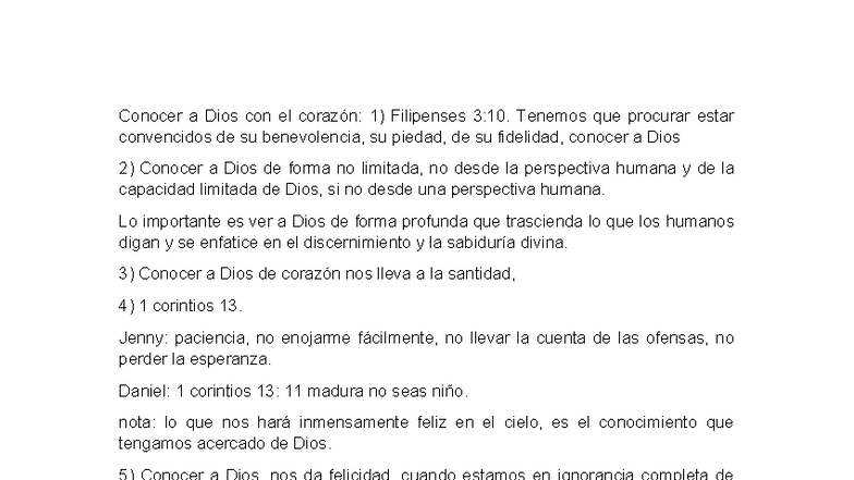 Conocer a Dios con el Corazón: Reflexiones y Sabiduría Divina - Studocu