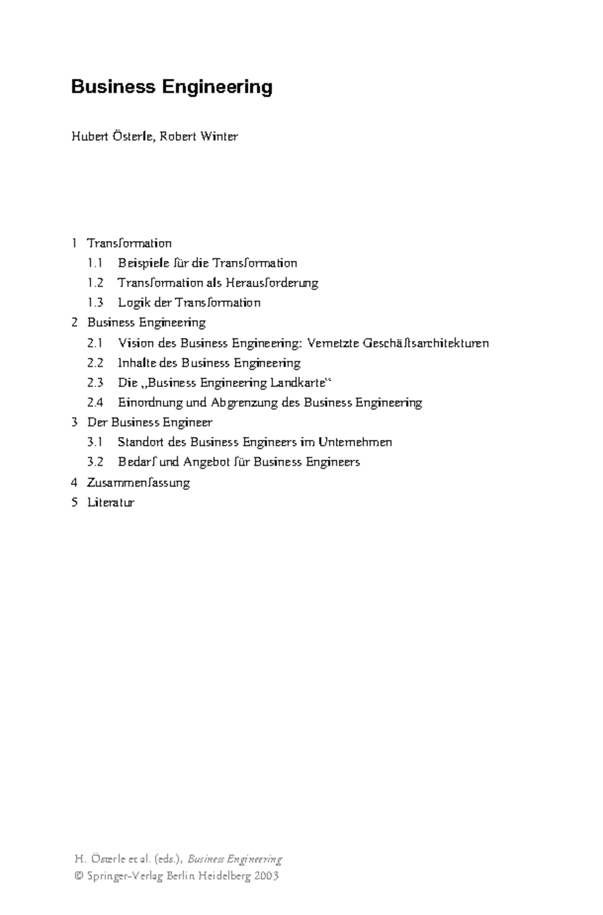 Business Engineering Overview: Transformation & Challenges - Studocu