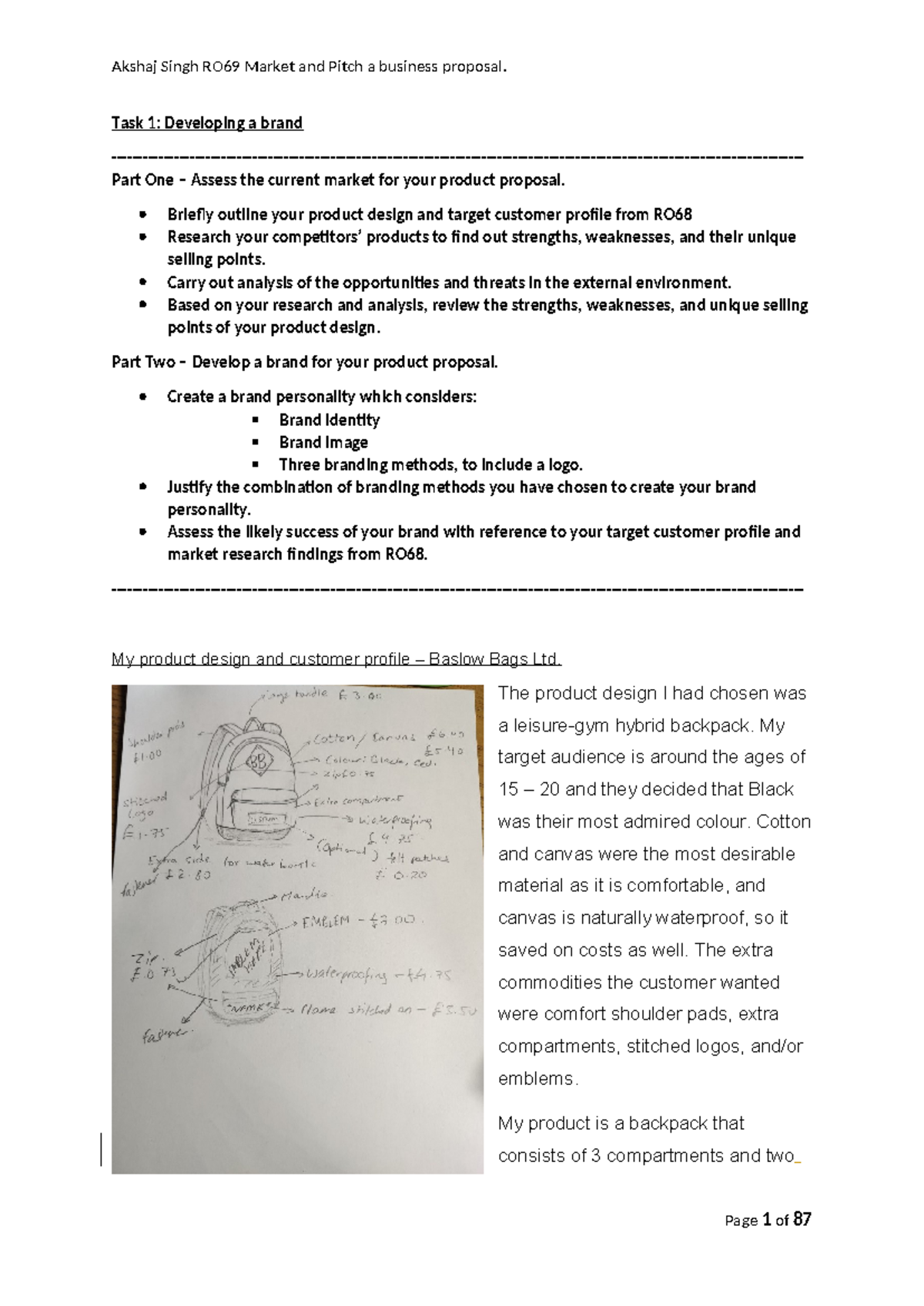 RO69 Branding Analysis and Development Tasks 1-5 for Baslow Bags Ltd ...
