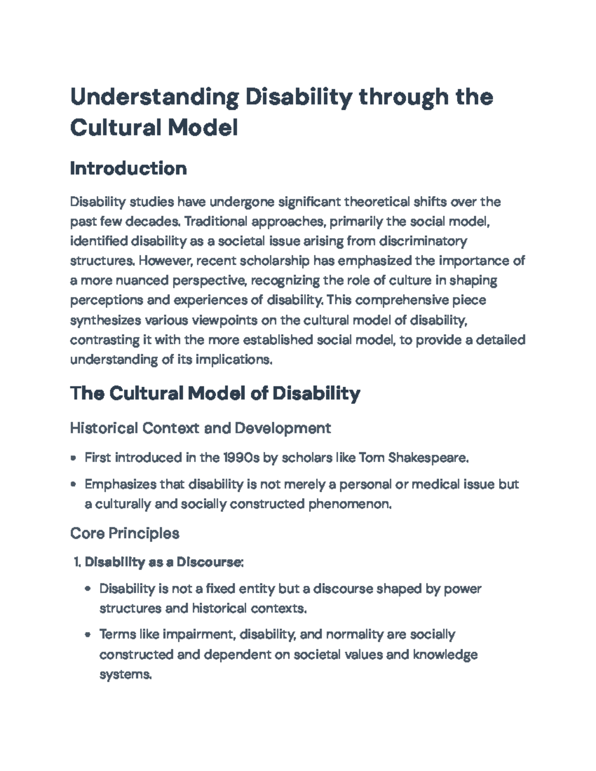 Understanding Disability through the Cultural Model: A Comprehensive ...