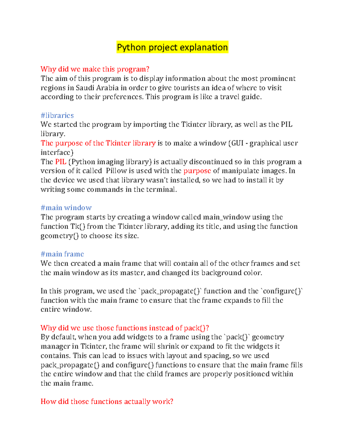 Python project explanation - Python project explana0on Why did we make this program? The aim of ...