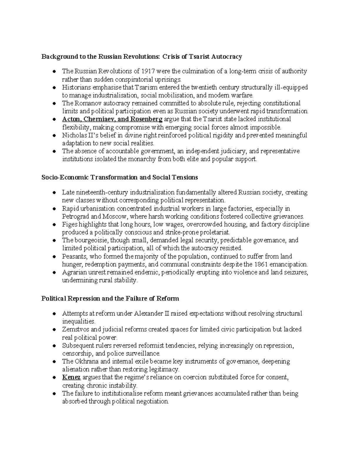 Background to the Russian Revolutions: Crisis of Tsarist Autocracy ...