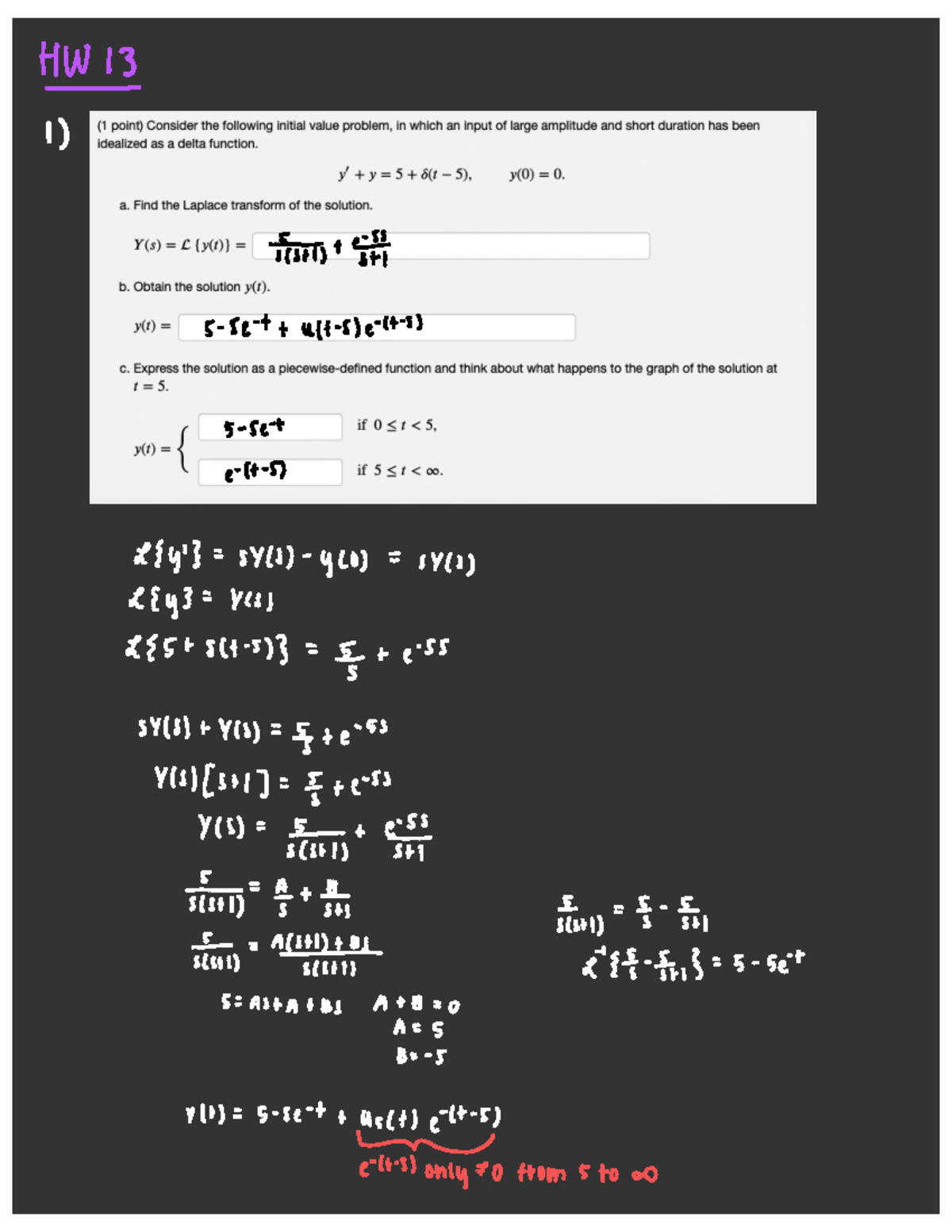 WebWork HW13 Solutions - !" 5. 5 & BVM+RB