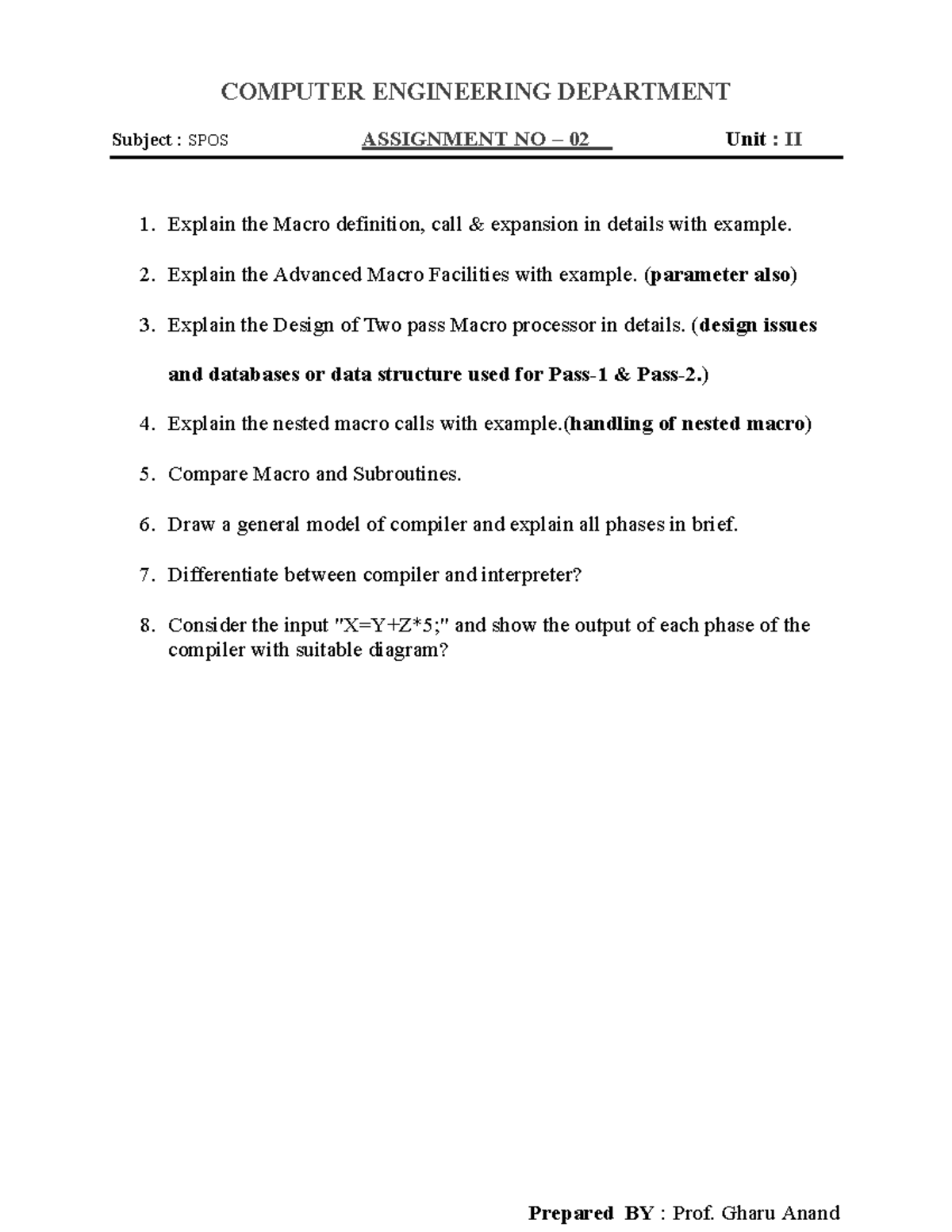 SPOS Assignment 02: Detailed Notes on Macro Concepts and Compiler ...