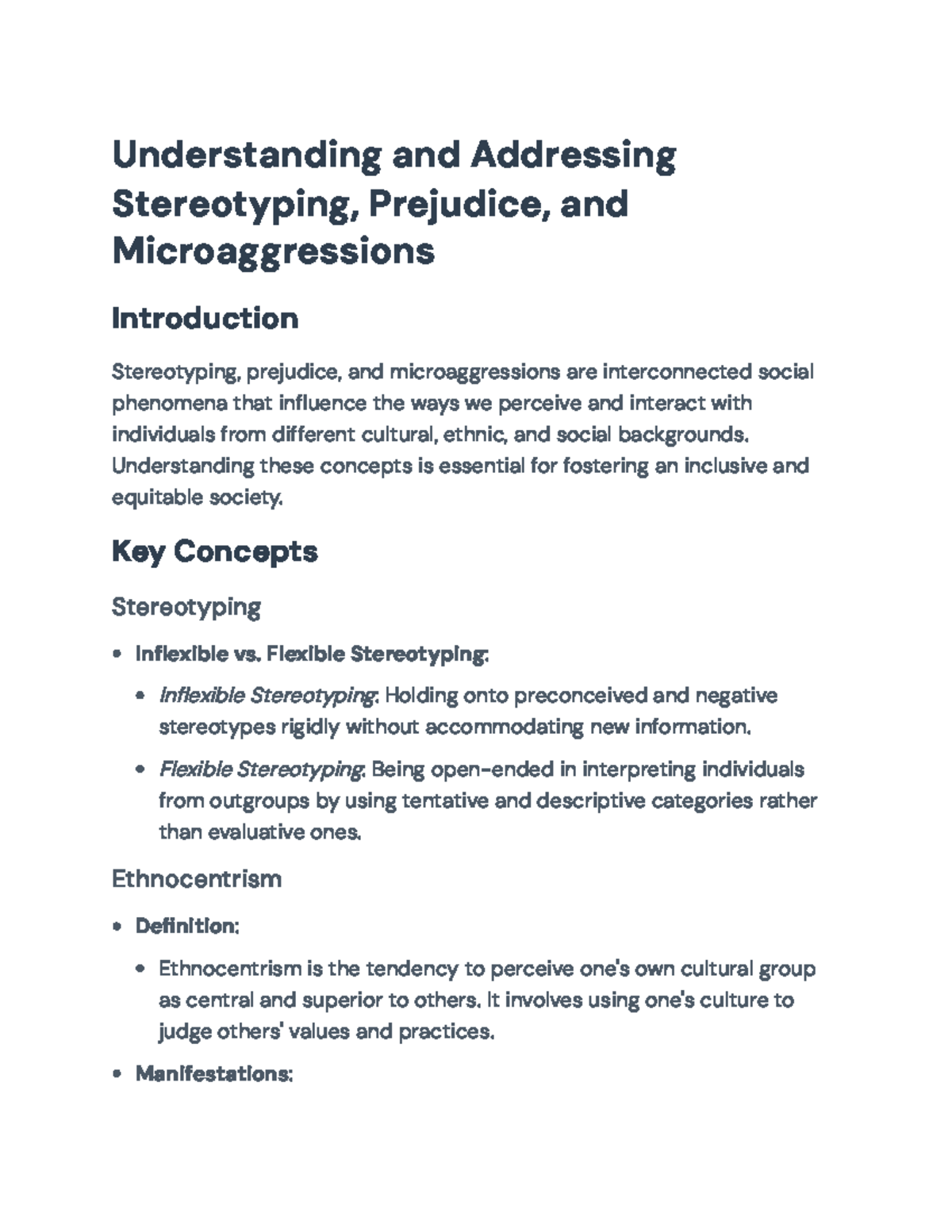 Understanding Stereotyping, Prejudice, and Microaggressions in Society - Understanding and - Studocu