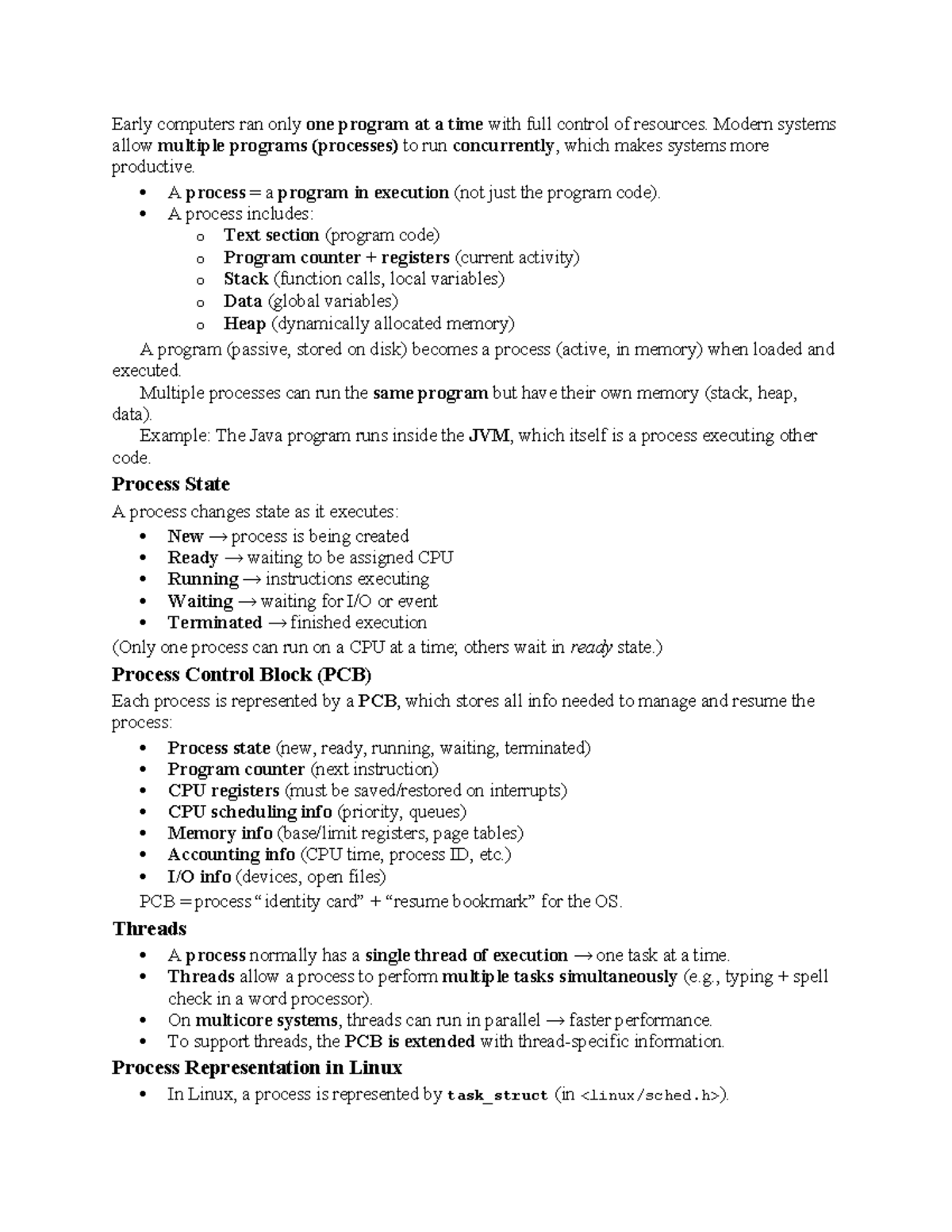 OS Unit 2: Process Management and Multithreading Concepts - Studocu
