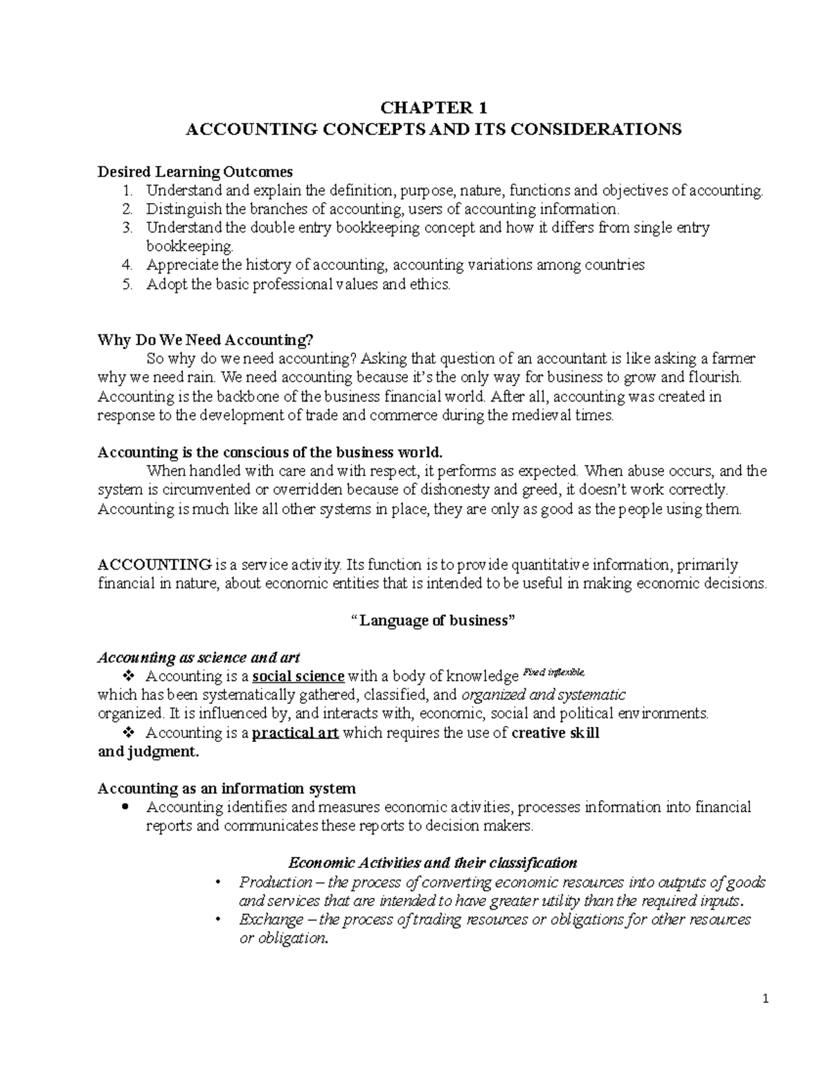 Basic Accounting Concepts and Principles (ACC101) - Chapter 1 Overview - Studocu