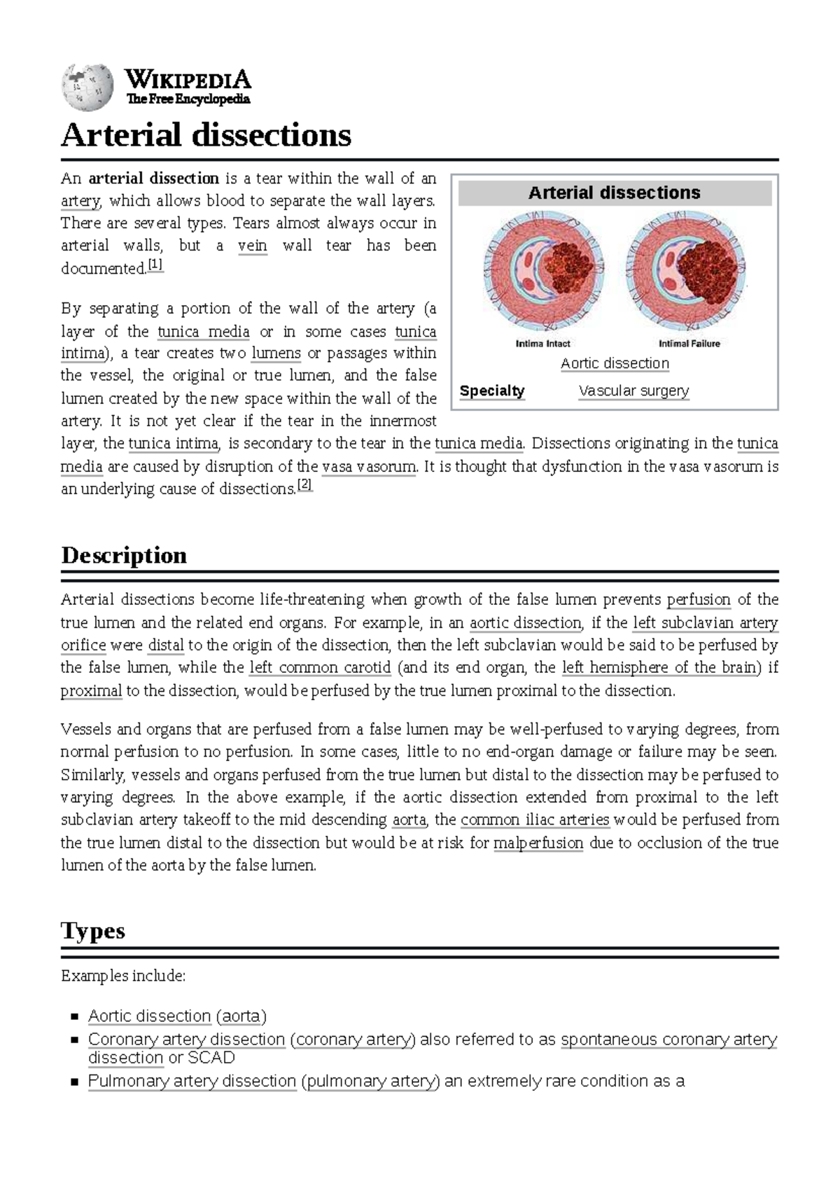 Arterial Dissections: Types, Mechanisms, and Clinical Implications ...